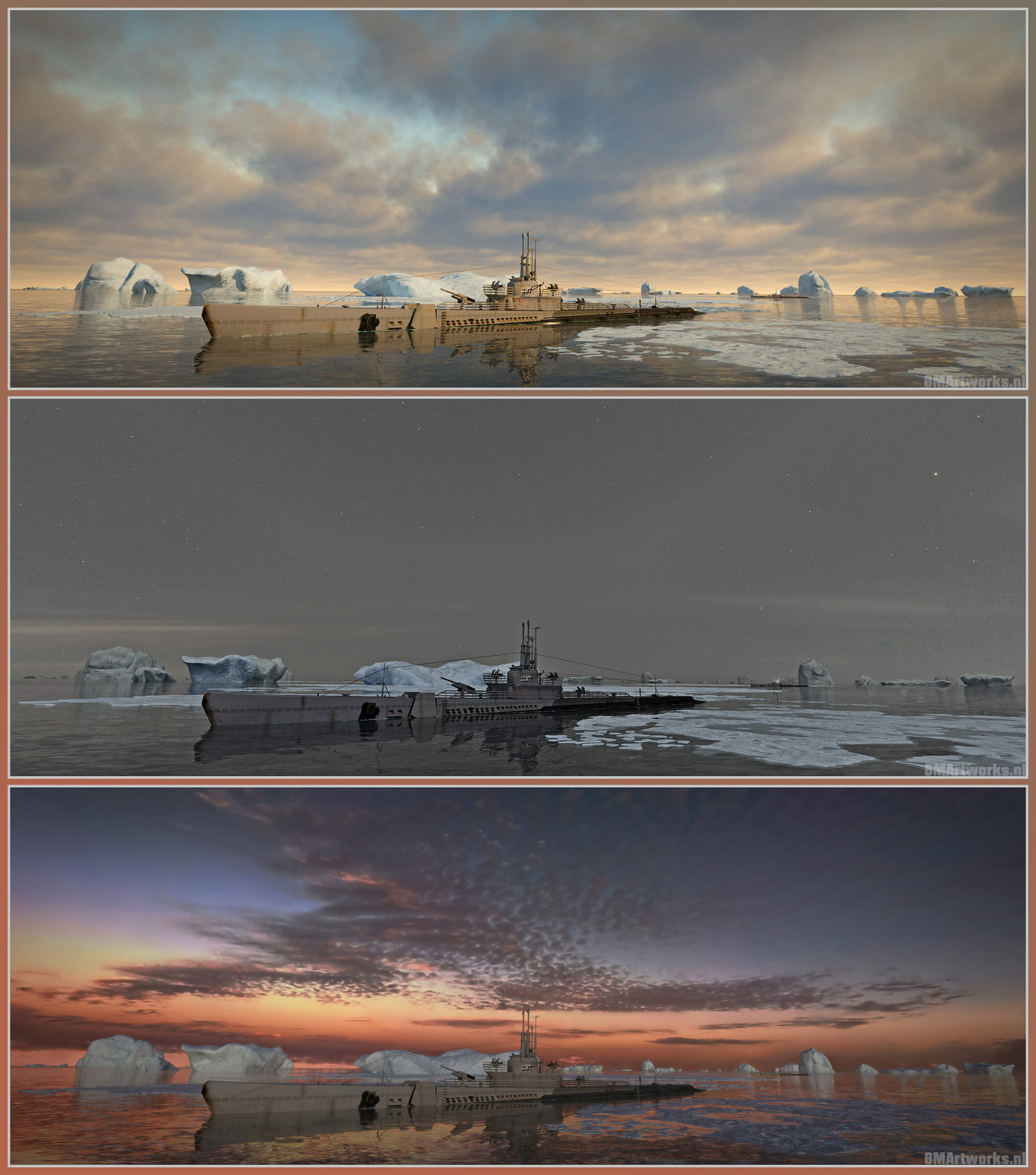 USS Trigger SS237 3D Render, Digital Art by GMArtworks