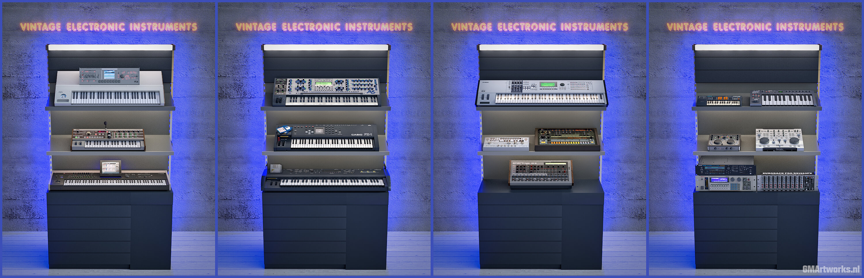 Vintage Electronic Instruments 3D Render by GMArtworks