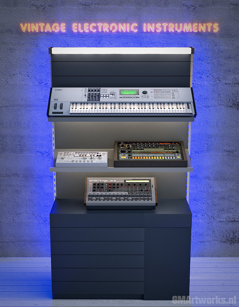 Vintage Electronic Instruments 3D Render by GMArtworks