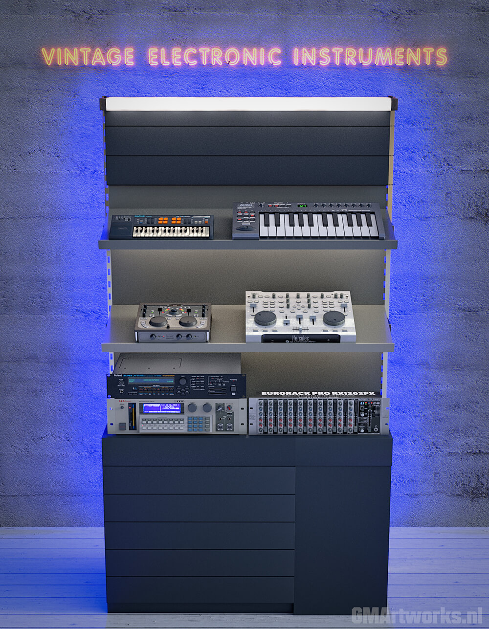 Vintage Electronic Instruments 3D Render by GMArtworks
