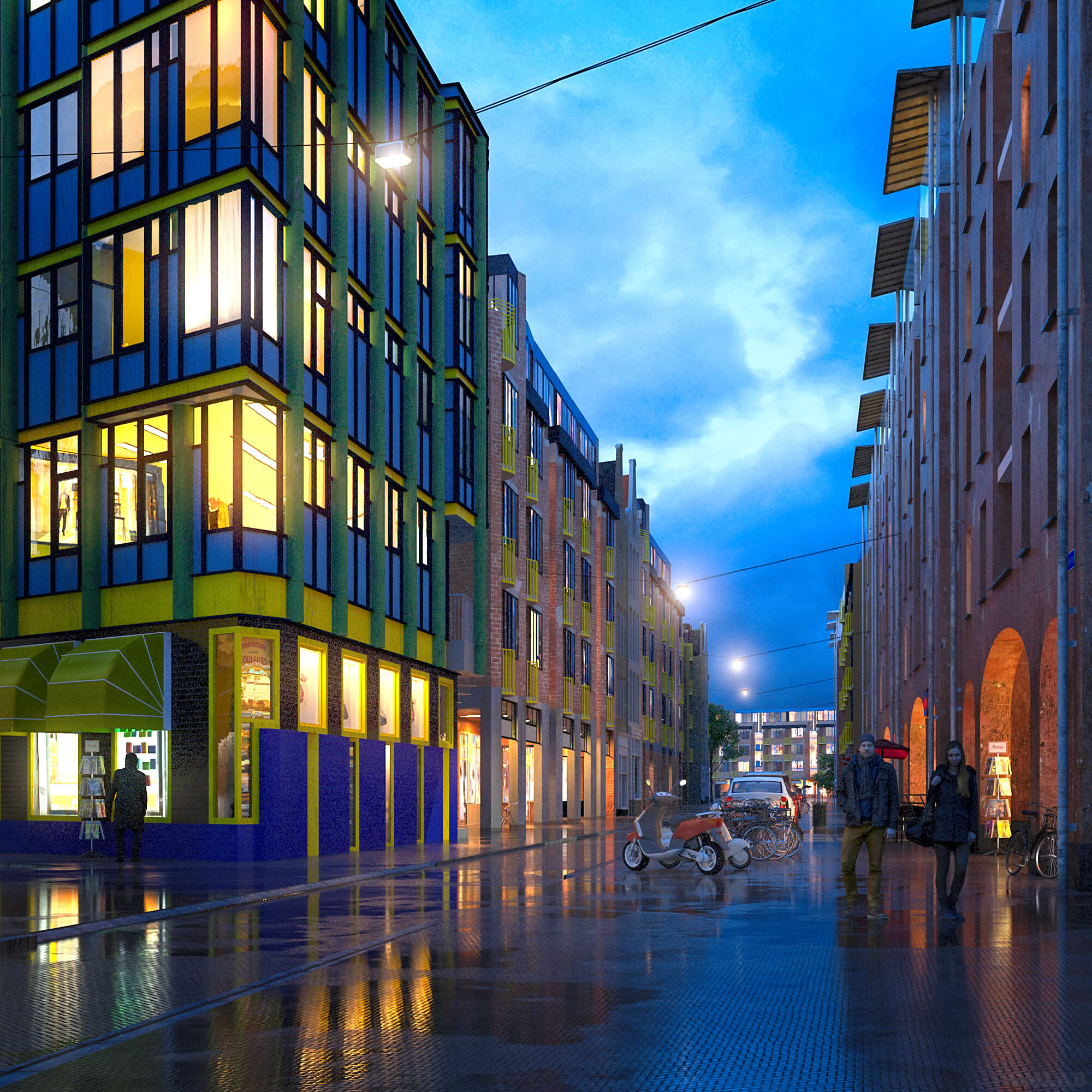 Walking through the shopping street 3D Render by GMArtworks