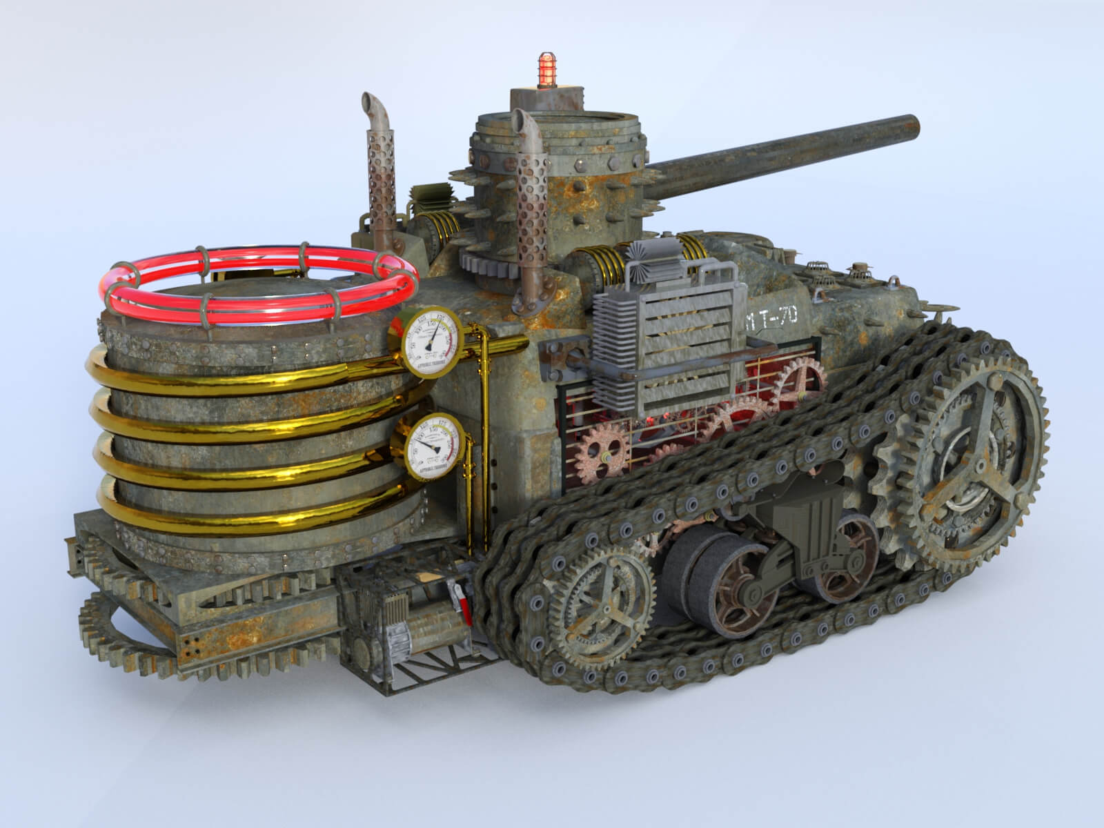GM T-70 Steampunk Tank 3D Model by GMArtworks