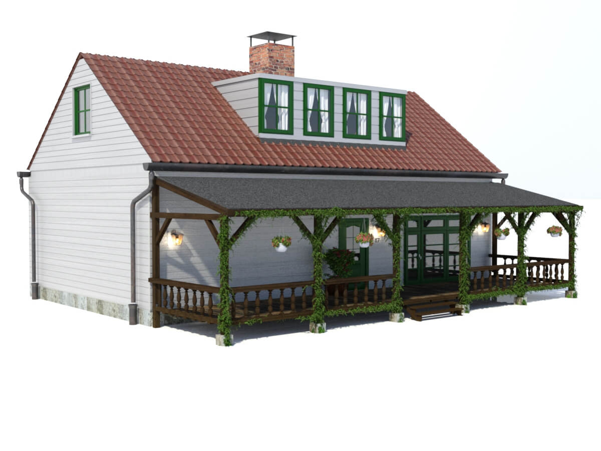 House With Front Porch - 3D Model by GMArtworks