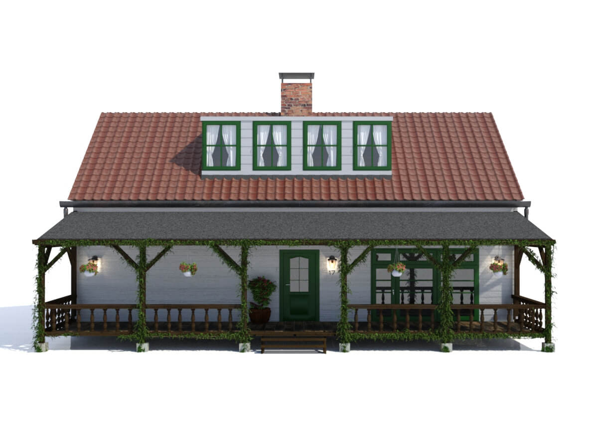 House With Front Porch - 3D Model by GMArtworks