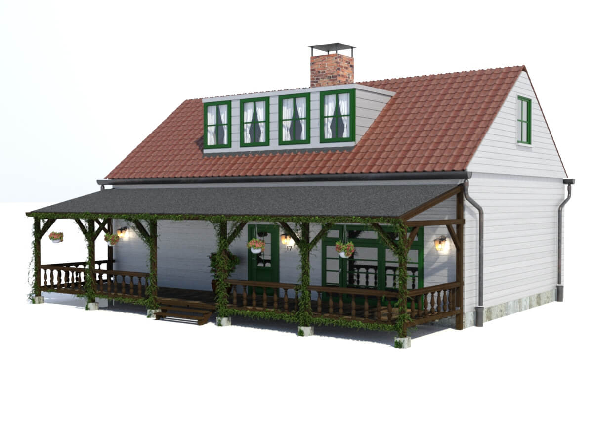 House With Front Porch - 3D Model by GMArtworks