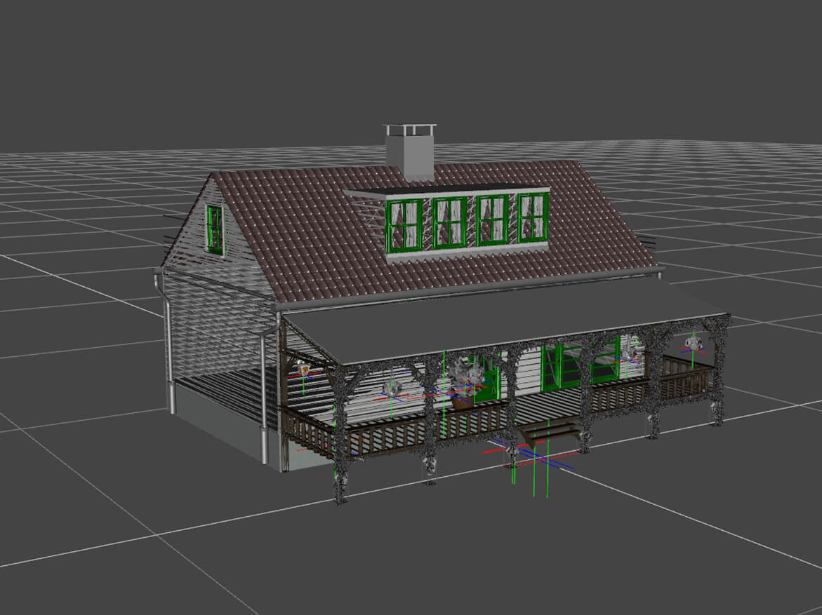 House With Front Porch - 3D Model by GMArtworks