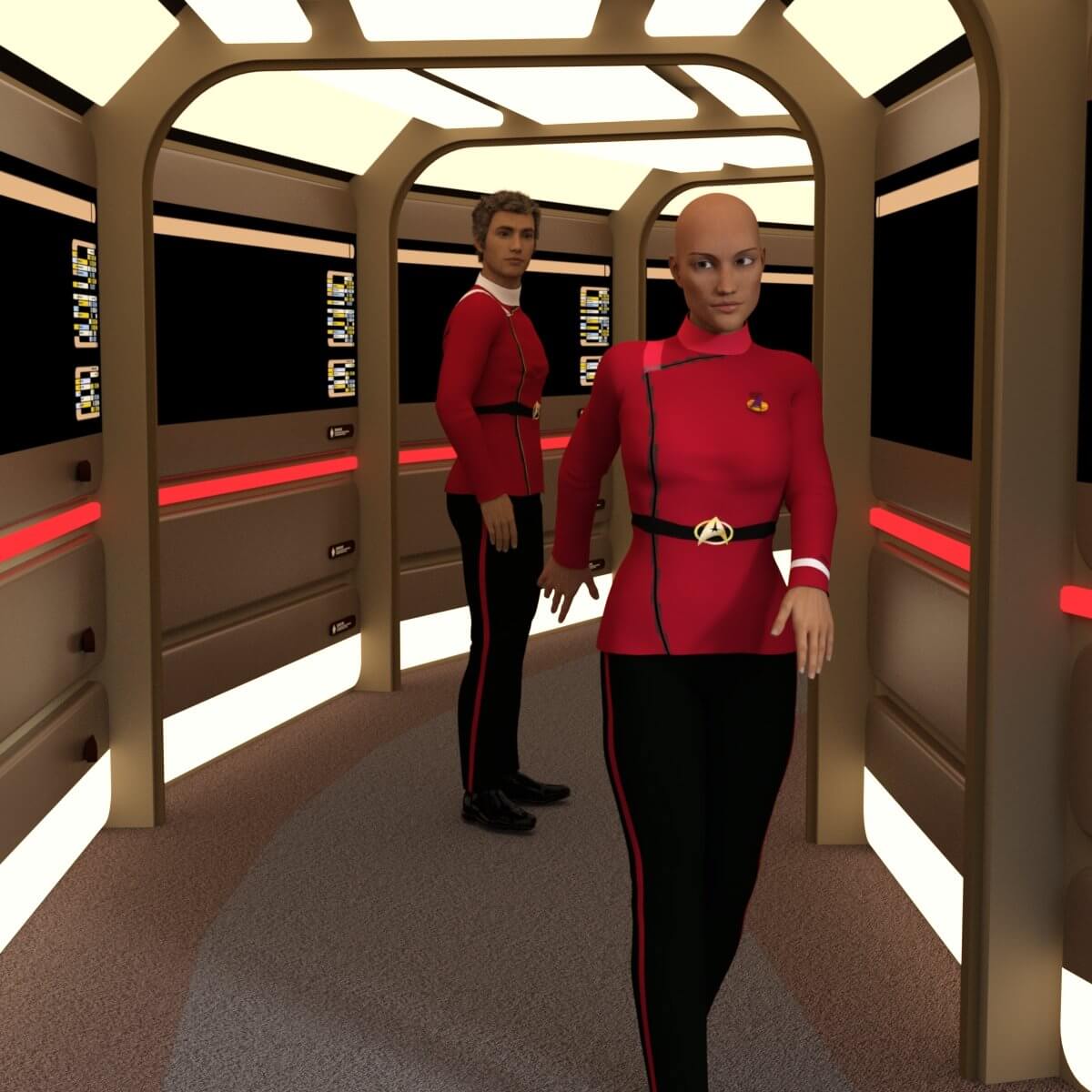 TMP Hallway 3D Render, Digital Art by gmeister