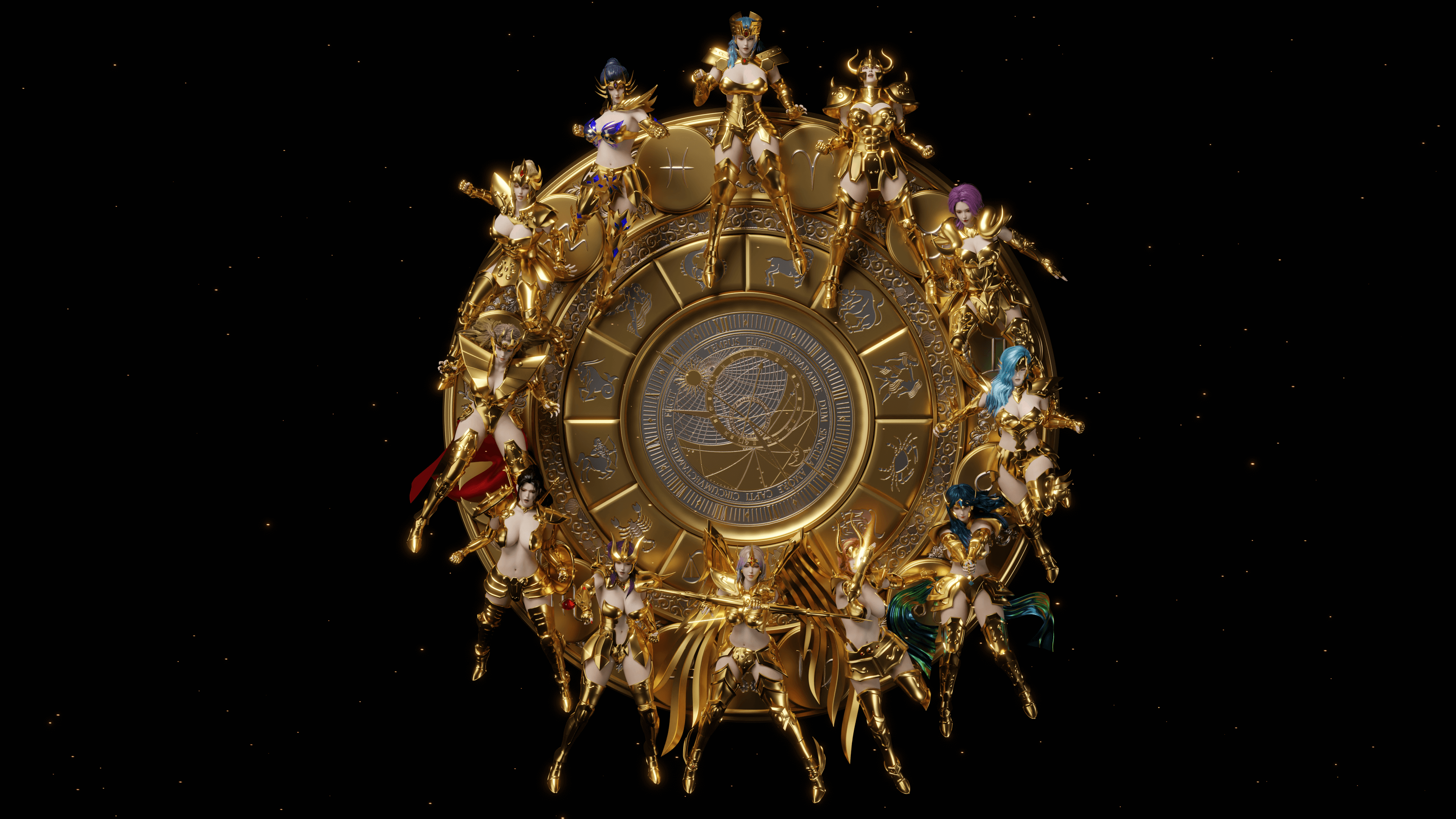 Saint Seiya Gold Cloths female 1 3D Render by godless