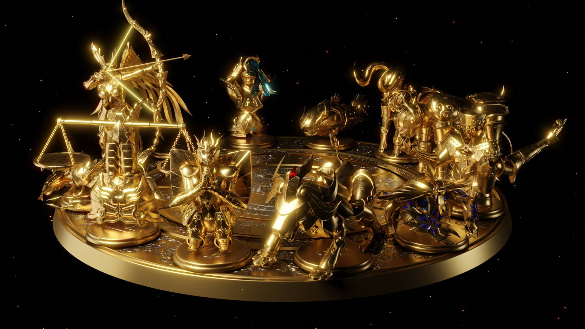 Saint Seiya Gold Cloths female 2 3D Render by godless