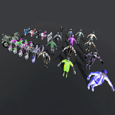 3D Game Asset Collection High Poly Motorcycles and Character by Gold Coin