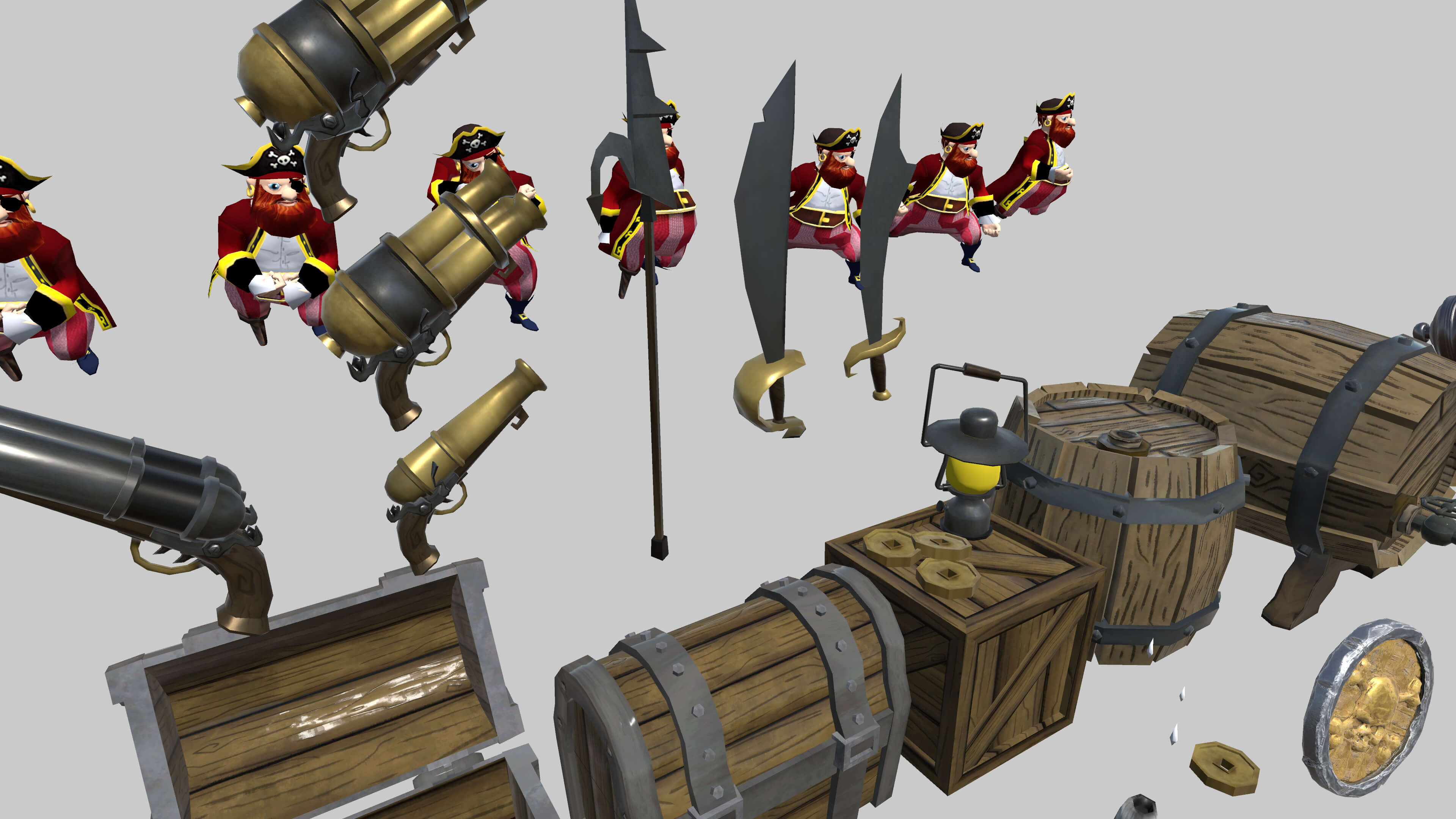 Animated Pirate Character With Props PBR Textures - 3D Model by Gold Coin