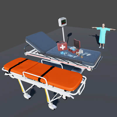 Animated Patient Character with Hospital Props – Game - 3D Model by ...