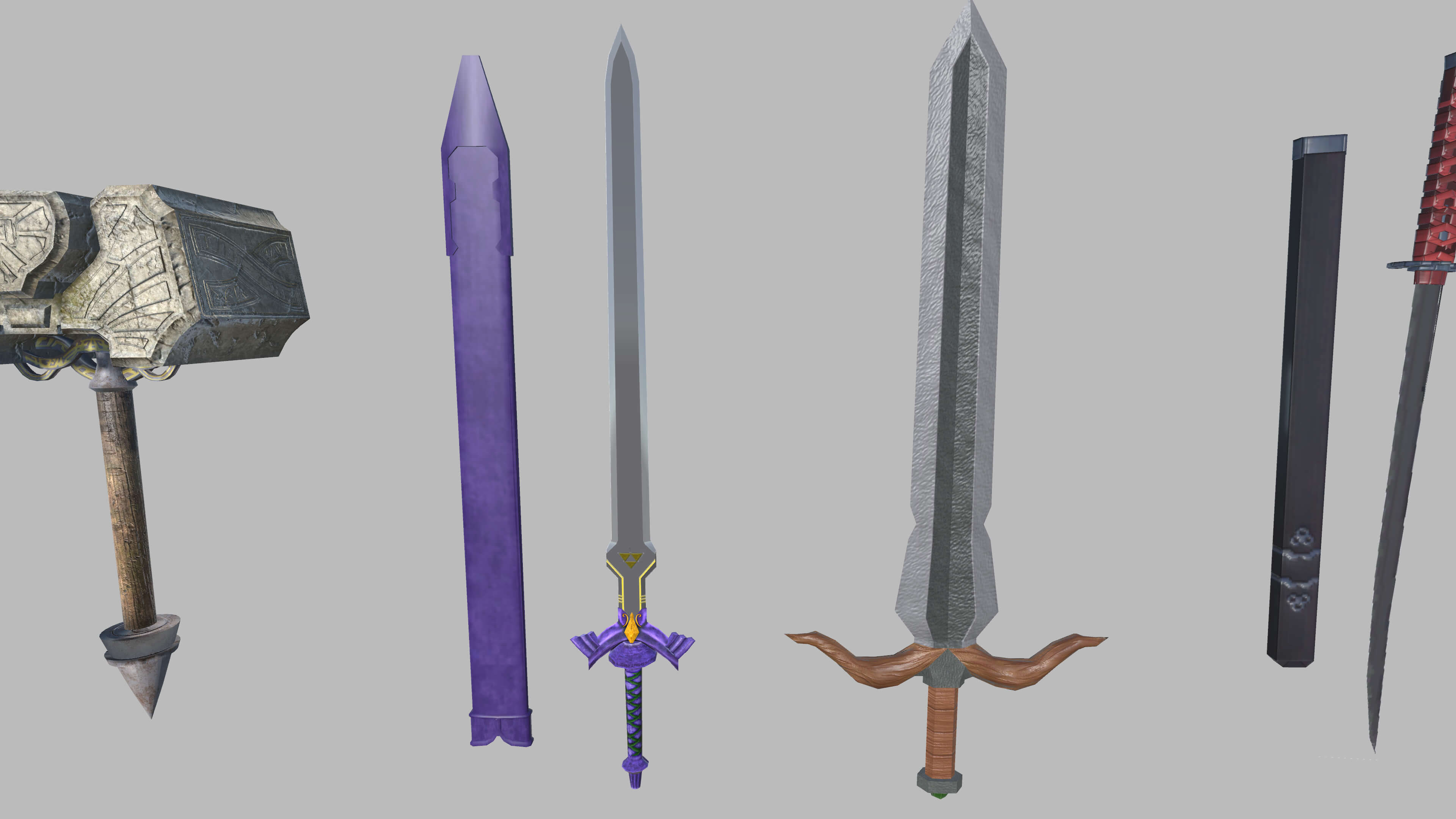 Sword and Hammer Item with PBR Textures - 3D Model by Gold Coin