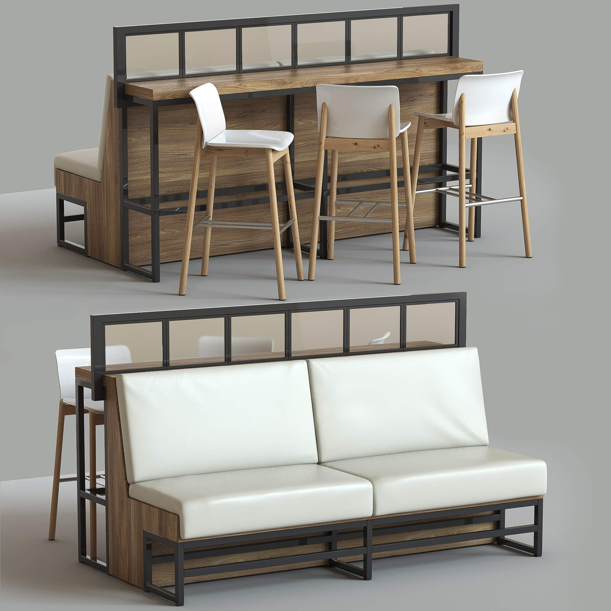Bar Set Sofa With Wooden Frame and Cushions - 3D Model by GOLD MASTER