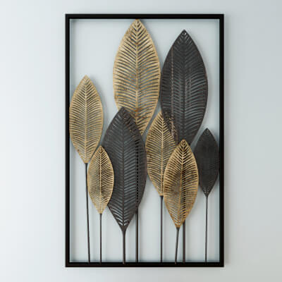 Black and Gold Metal Feather Wall Art 53X84 - 3D Model by GOLD MASTER