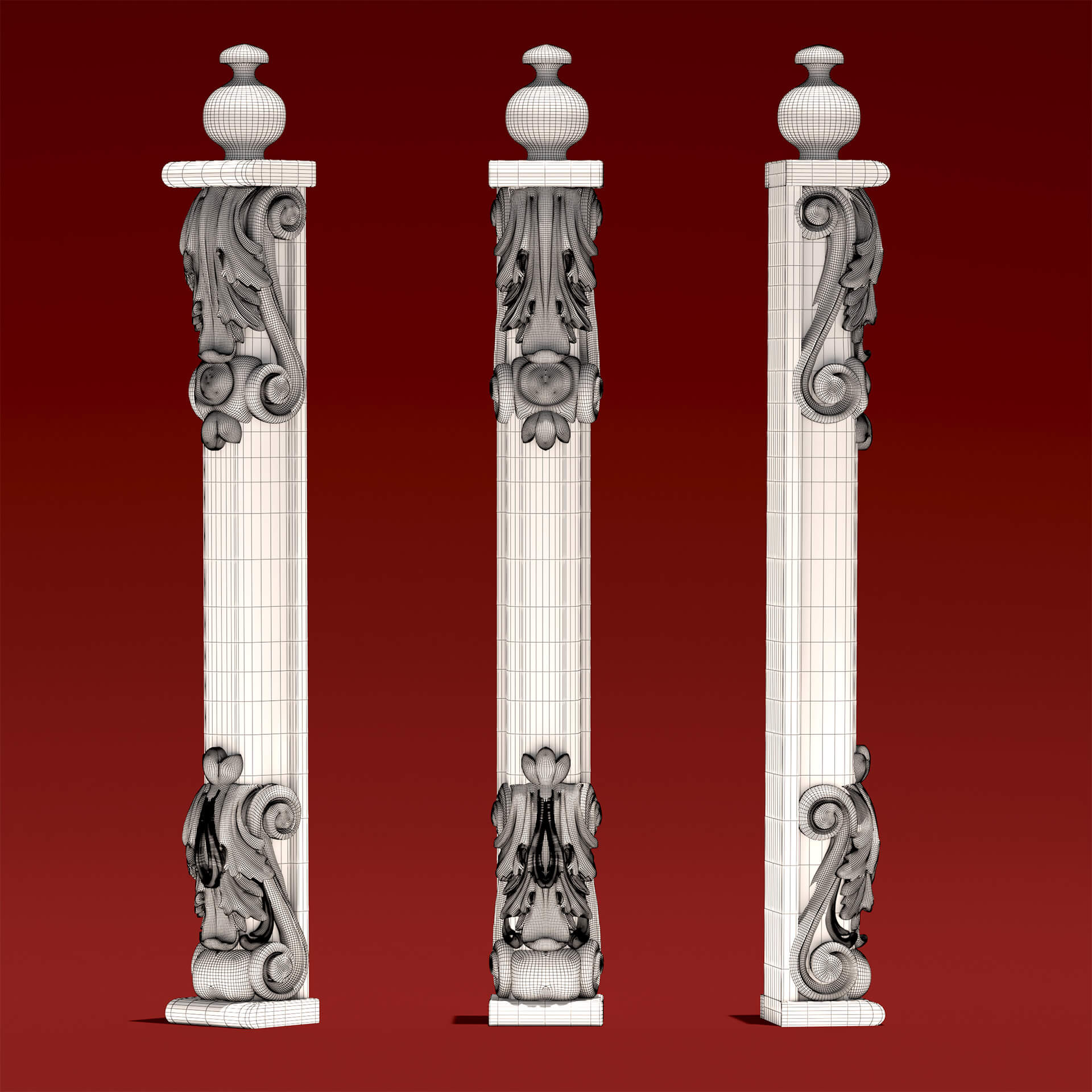 Classic Decorative Furniture Column - 3D Model by GOLD MASTER