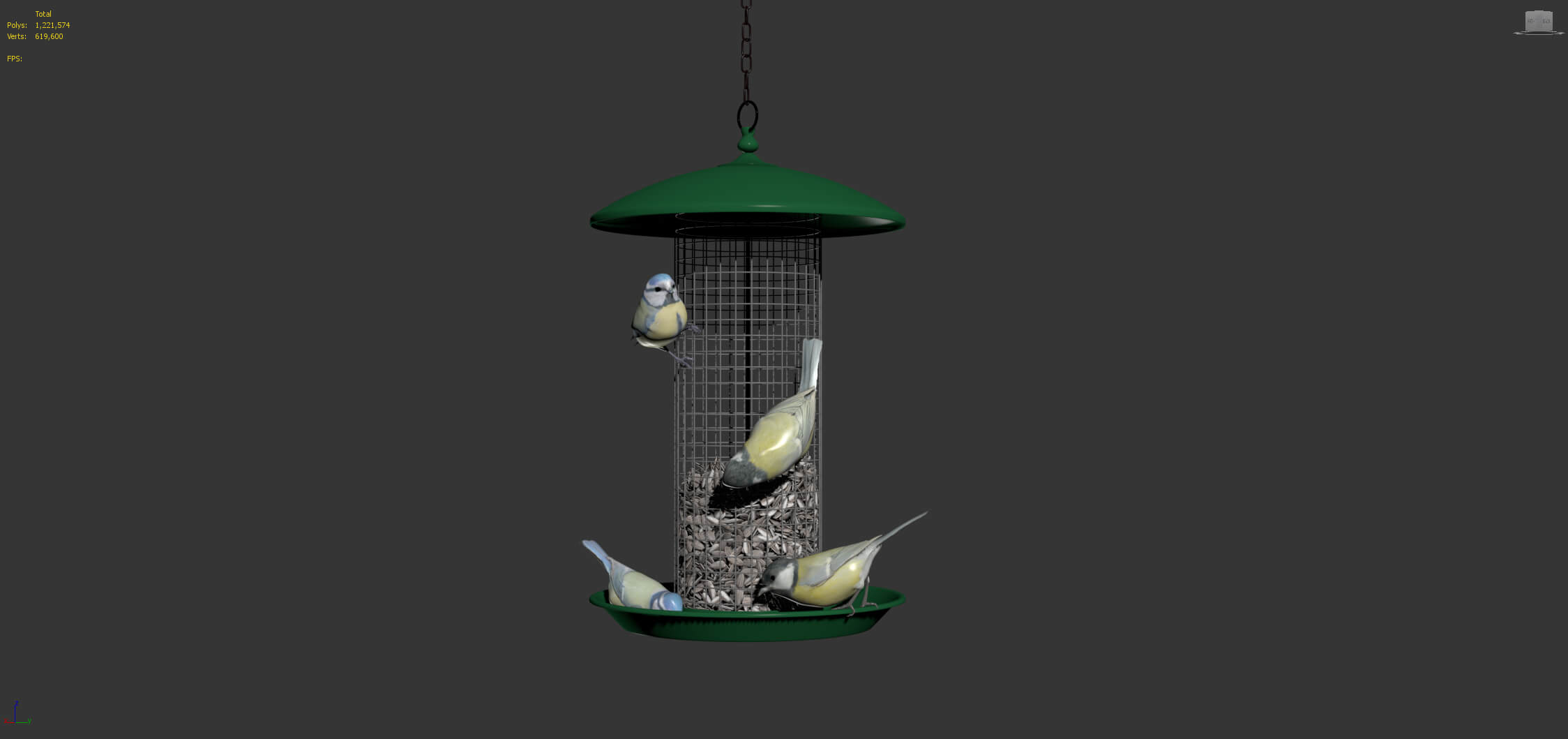 Great Bird and Blue Bird at Bird Feeder - 3D Model by GOLD MASTER