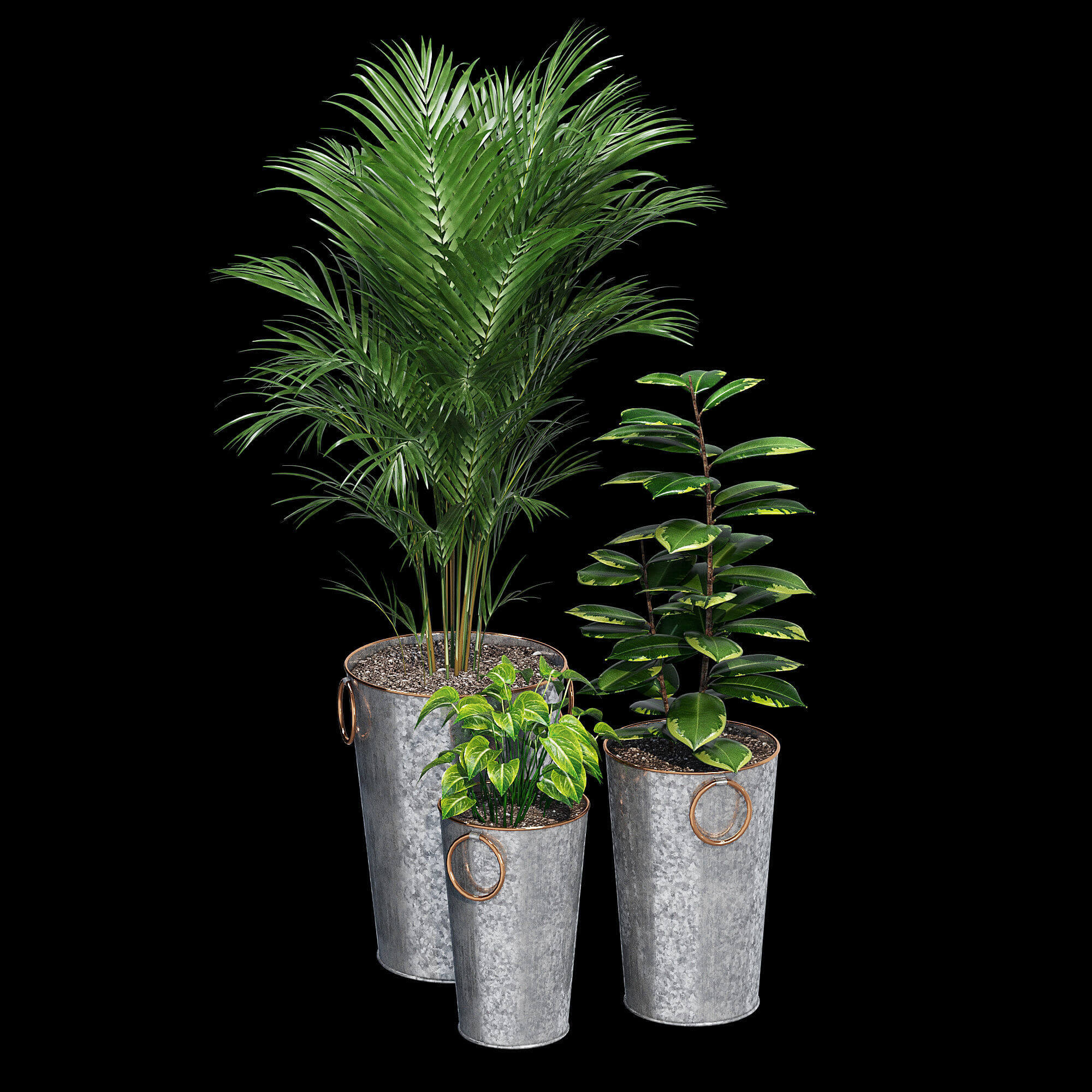 Lillian Galvanized Planters - 3D Model by GOLD MASTER