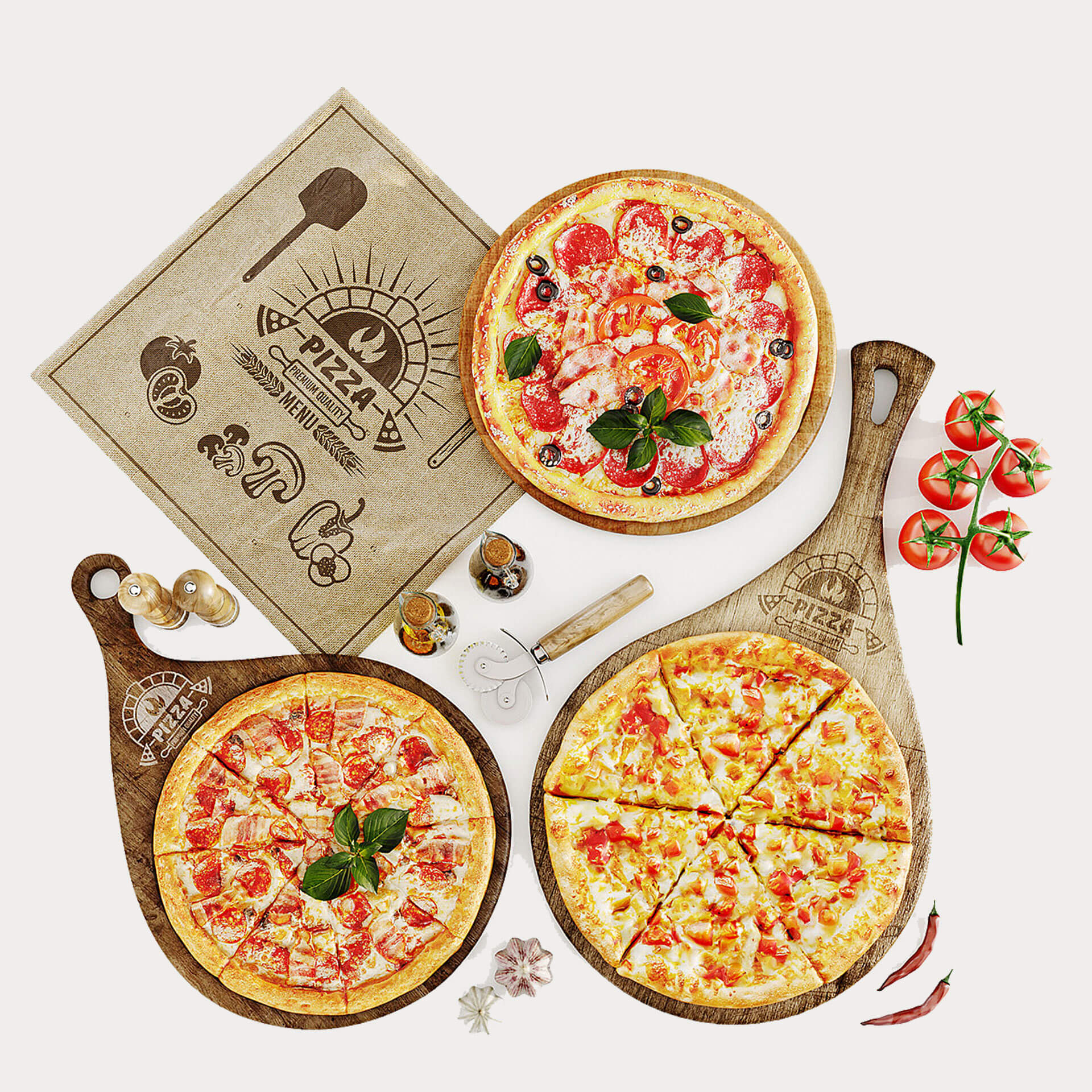 Set of 3 Pizzas - 3D Model by GOLD MASTER