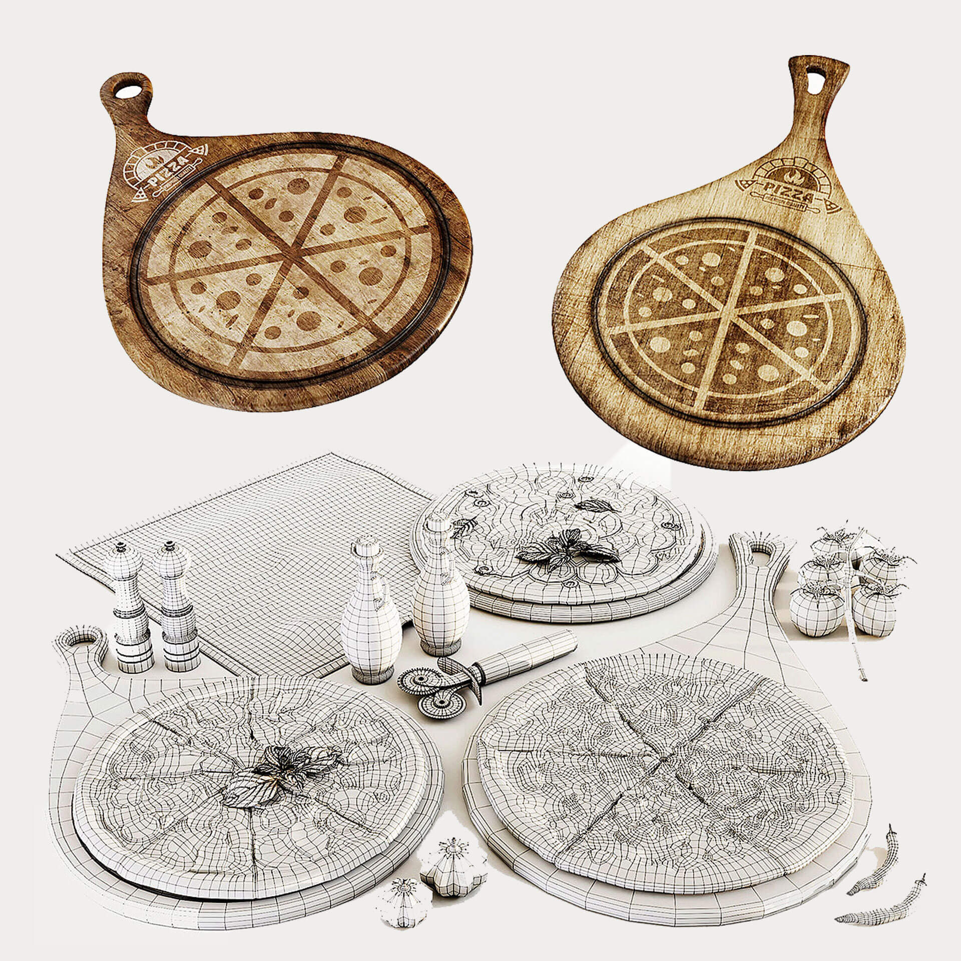 Set of 3 Pizzas - 3D Model by GOLD MASTER