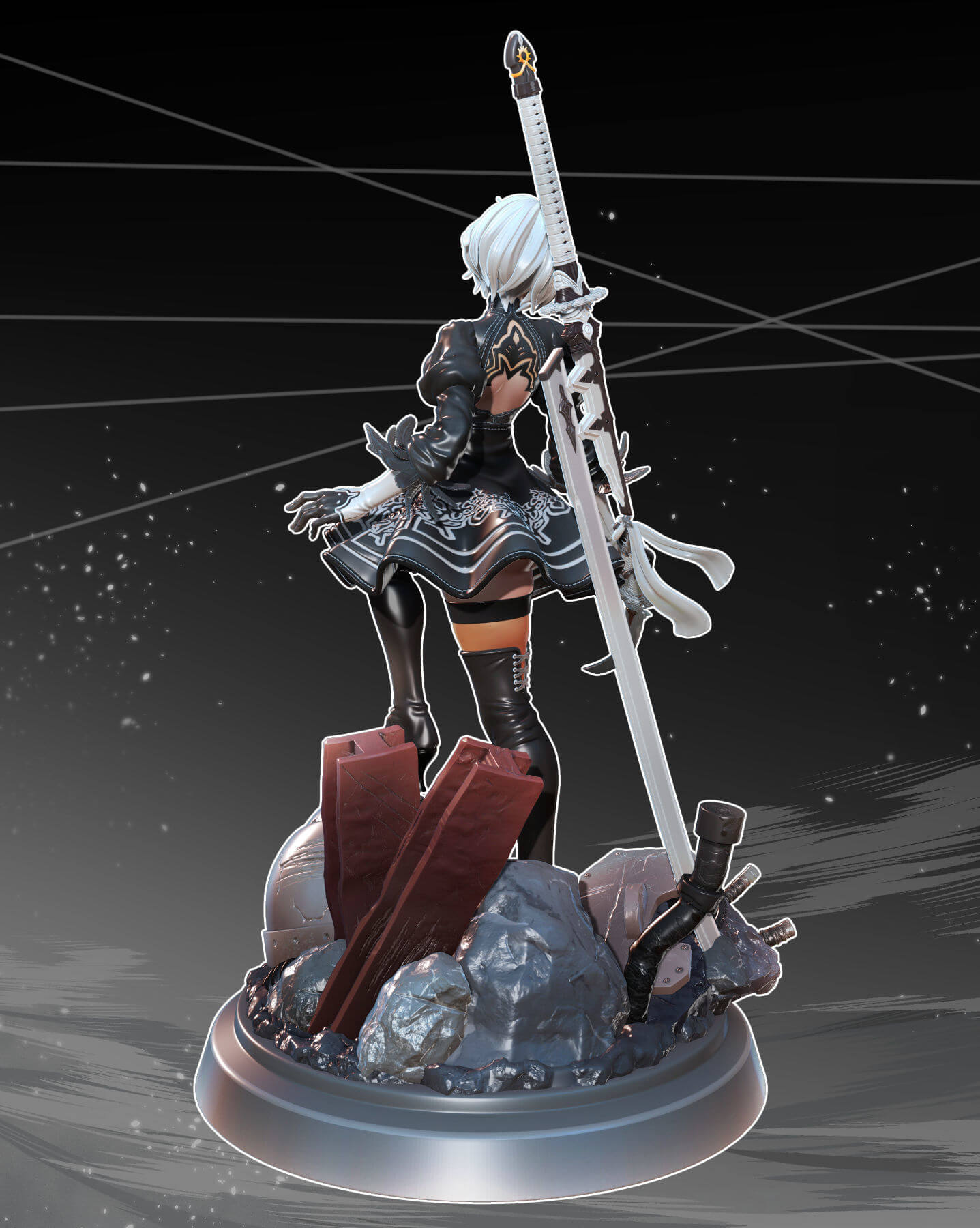 NieR Automata 2B - 3D Model by goldenriveth02