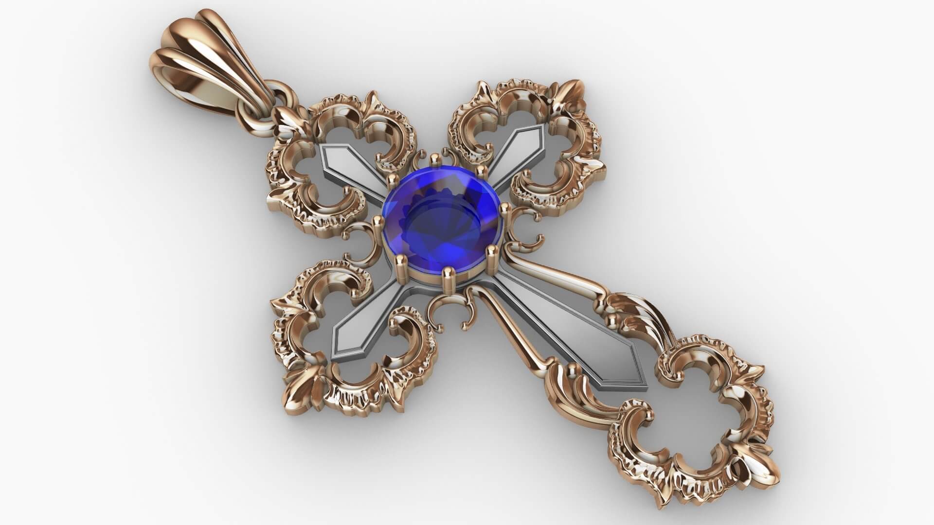 Cross with Stone - 3D Model by Goldman