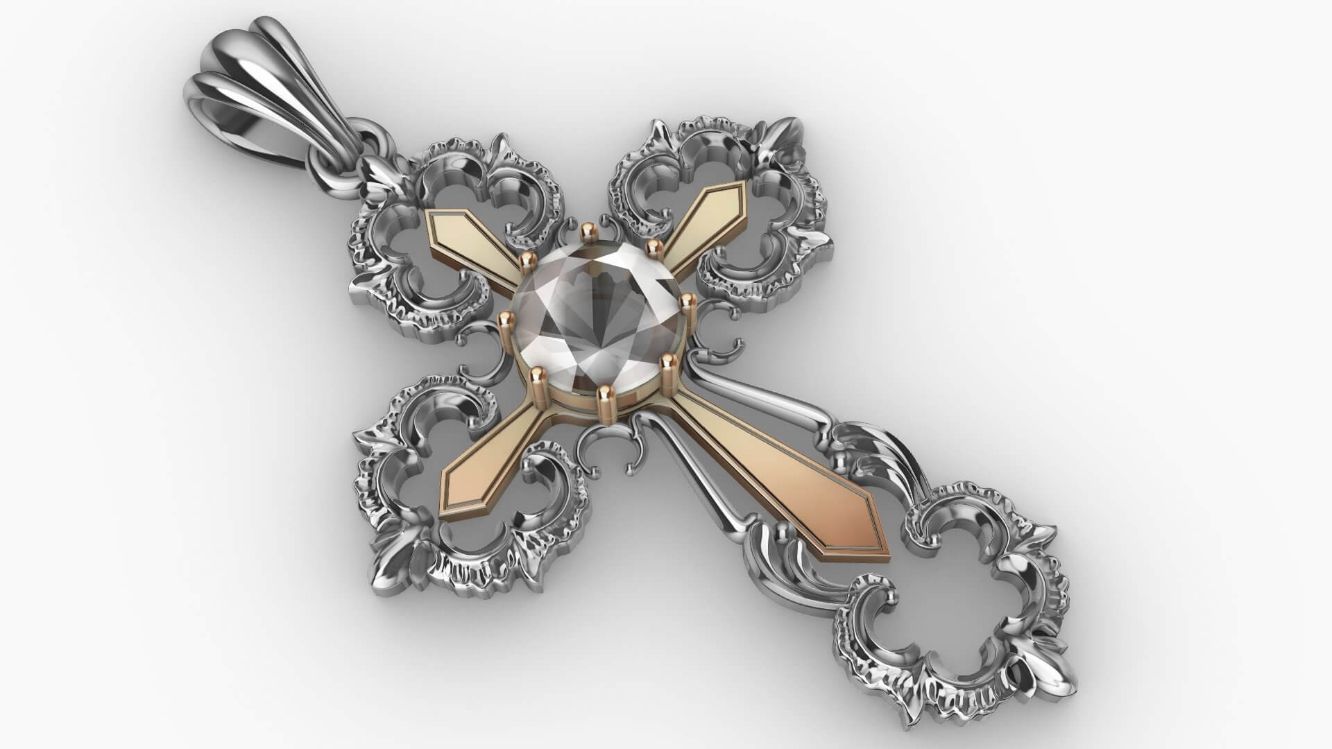 Cross with Stone - 3D Model by Goldman