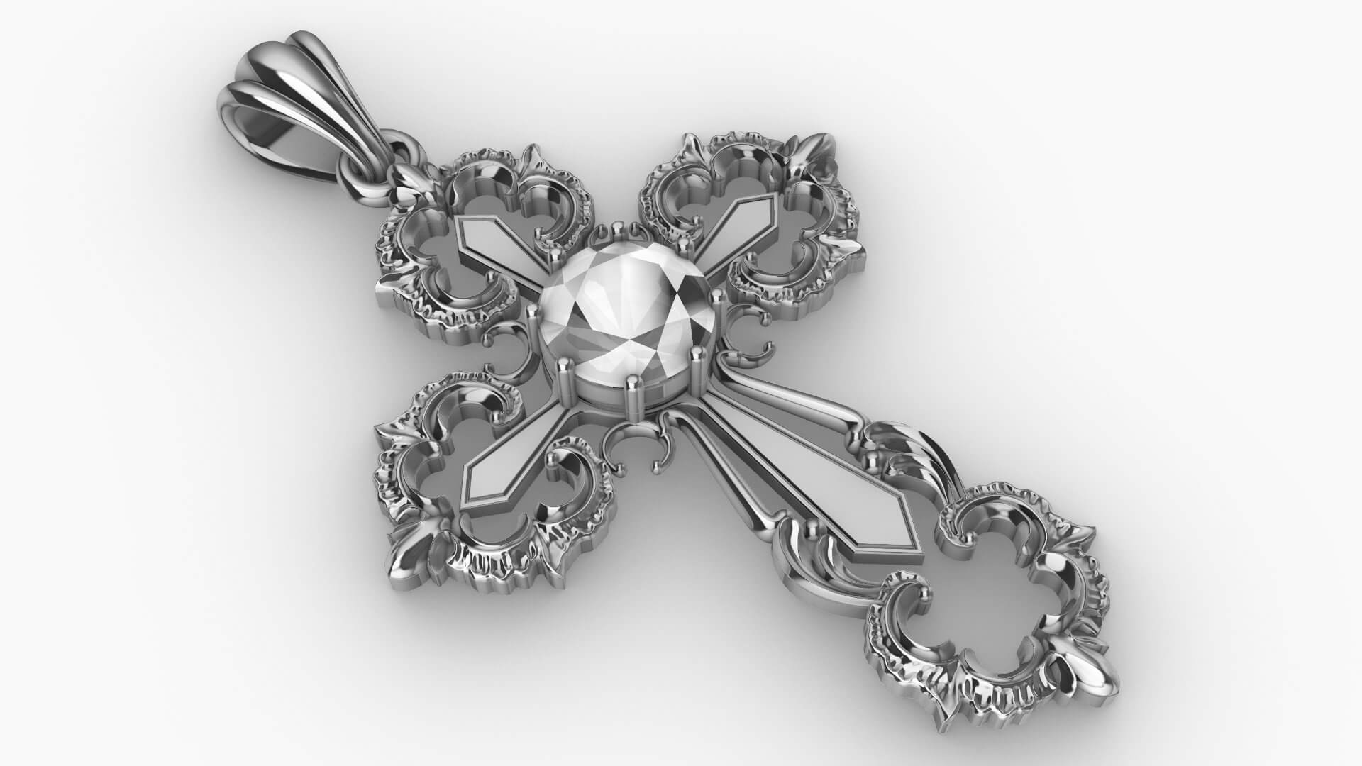 Cross with Stone - 3D Model by Goldman