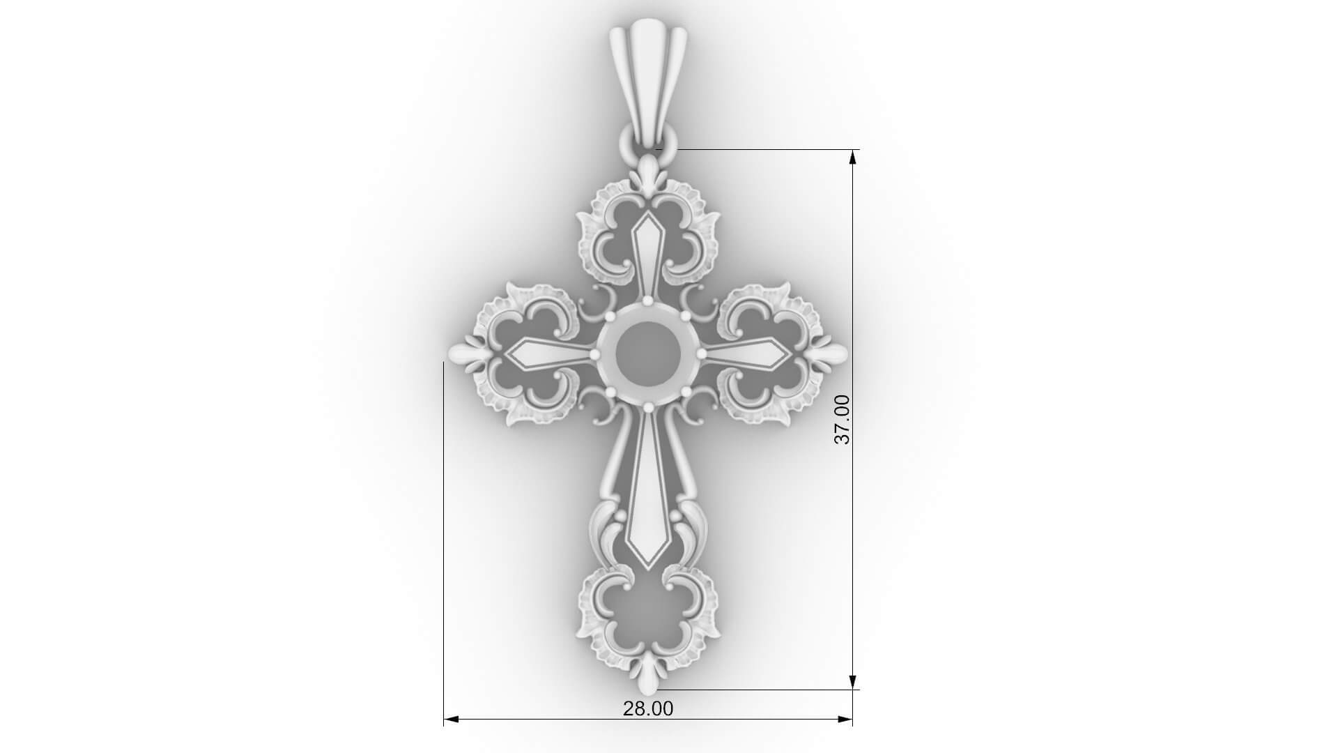 Cross with Stone - 3D Model by Goldman