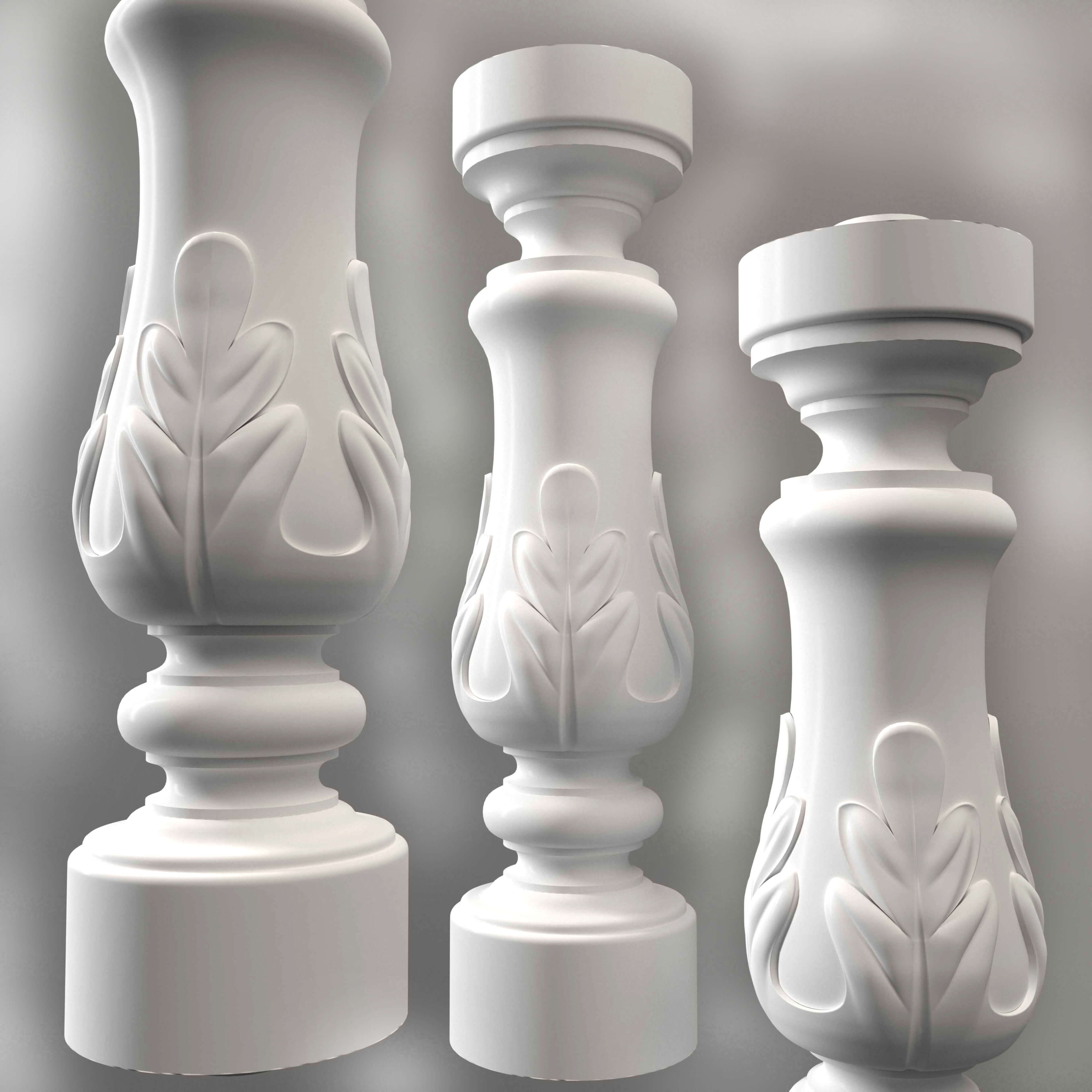 Baluster Column With Leaves for CNC Milling - 3D Model by GoodWood