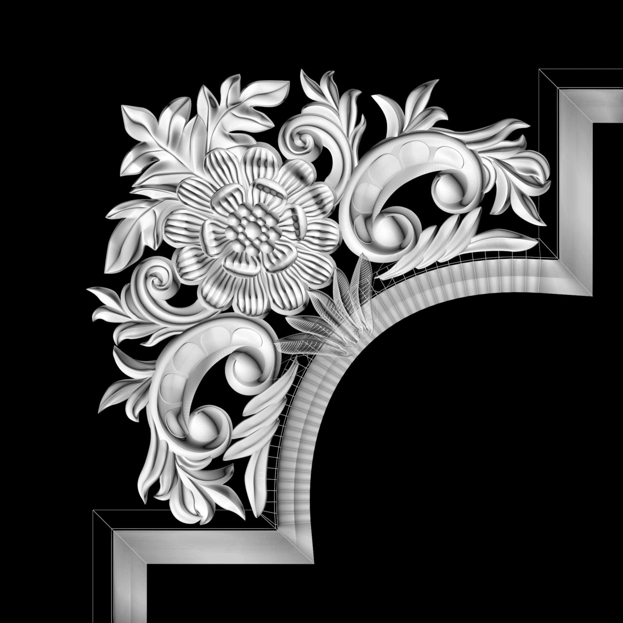 Wall Molding Plinth Cutout Decor for CNC Router - 3D Model by GoodWood