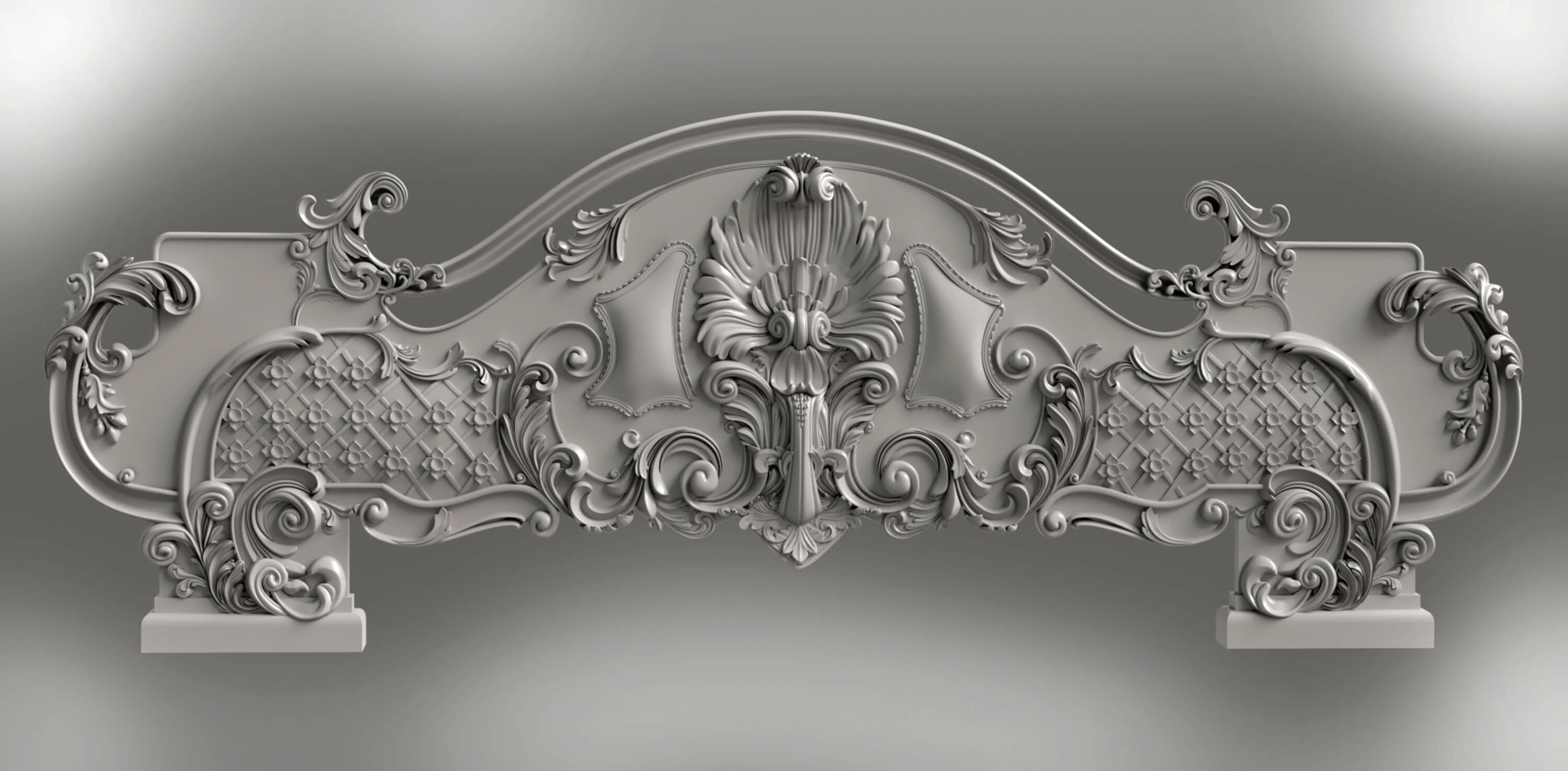 Baroque Headboard for Engraving on a CNC Machine - 3D Model by GoodWood