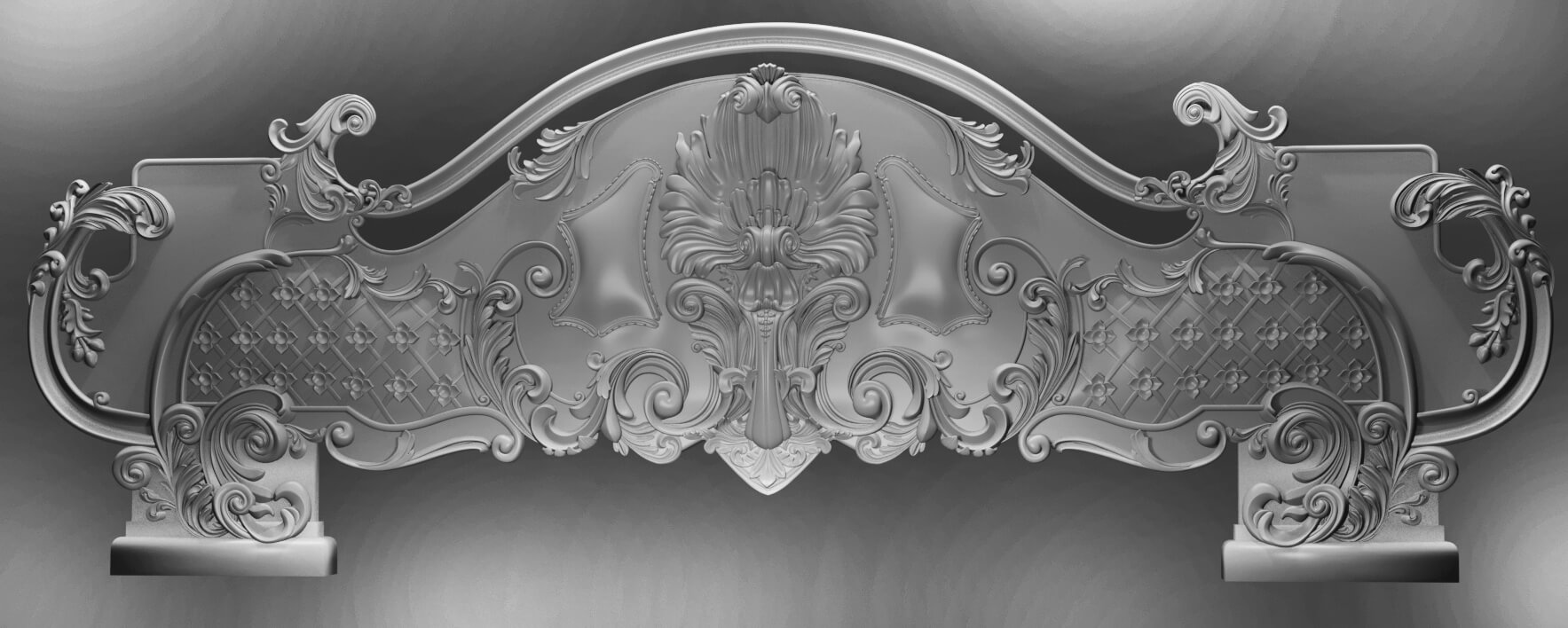 Baroque Headboard for Engraving on a CNC Machine - 3D Model by GoodWood