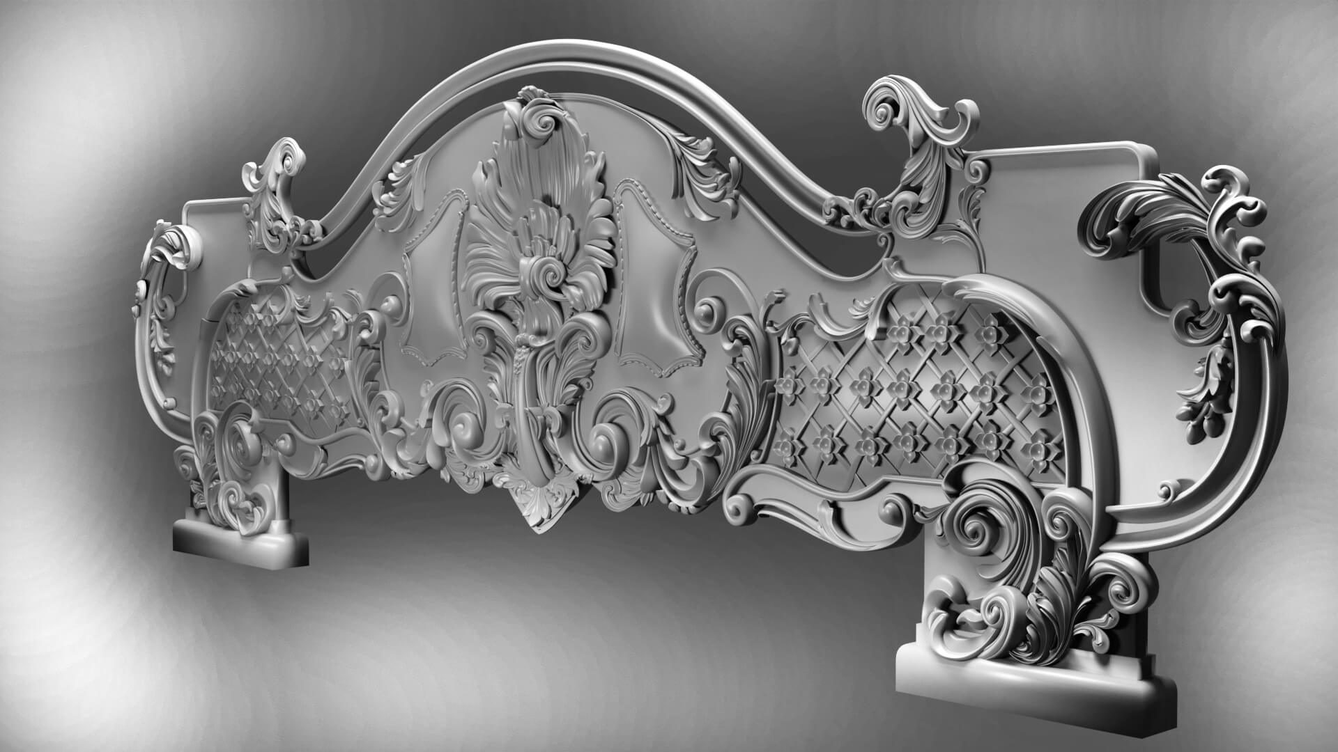 Baroque Headboard for Engraving on a CNC Machine - 3D Model by GoodWood