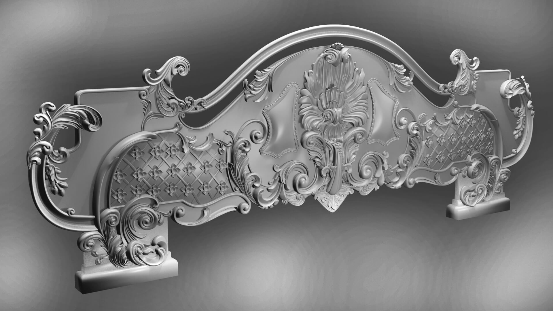 Baroque Headboard for Engraving on a CNC Machine - 3D Model by GoodWood