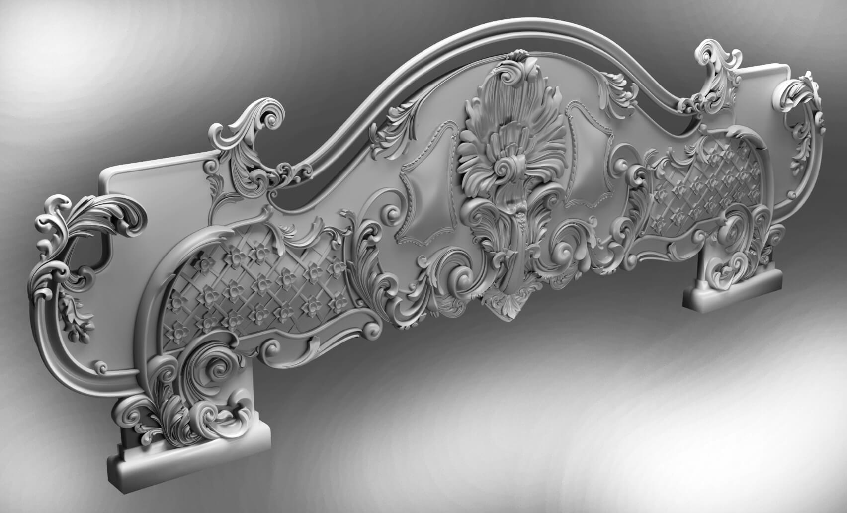 Baroque Headboard for Engraving on a CNC Machine - 3D Model by GoodWood
