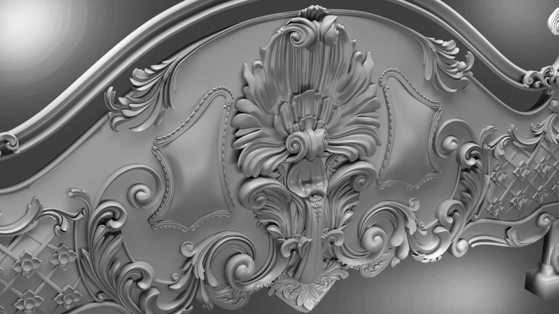 Baroque Headboard for Engraving on a CNC Machine - 3D Model by GoodWood
