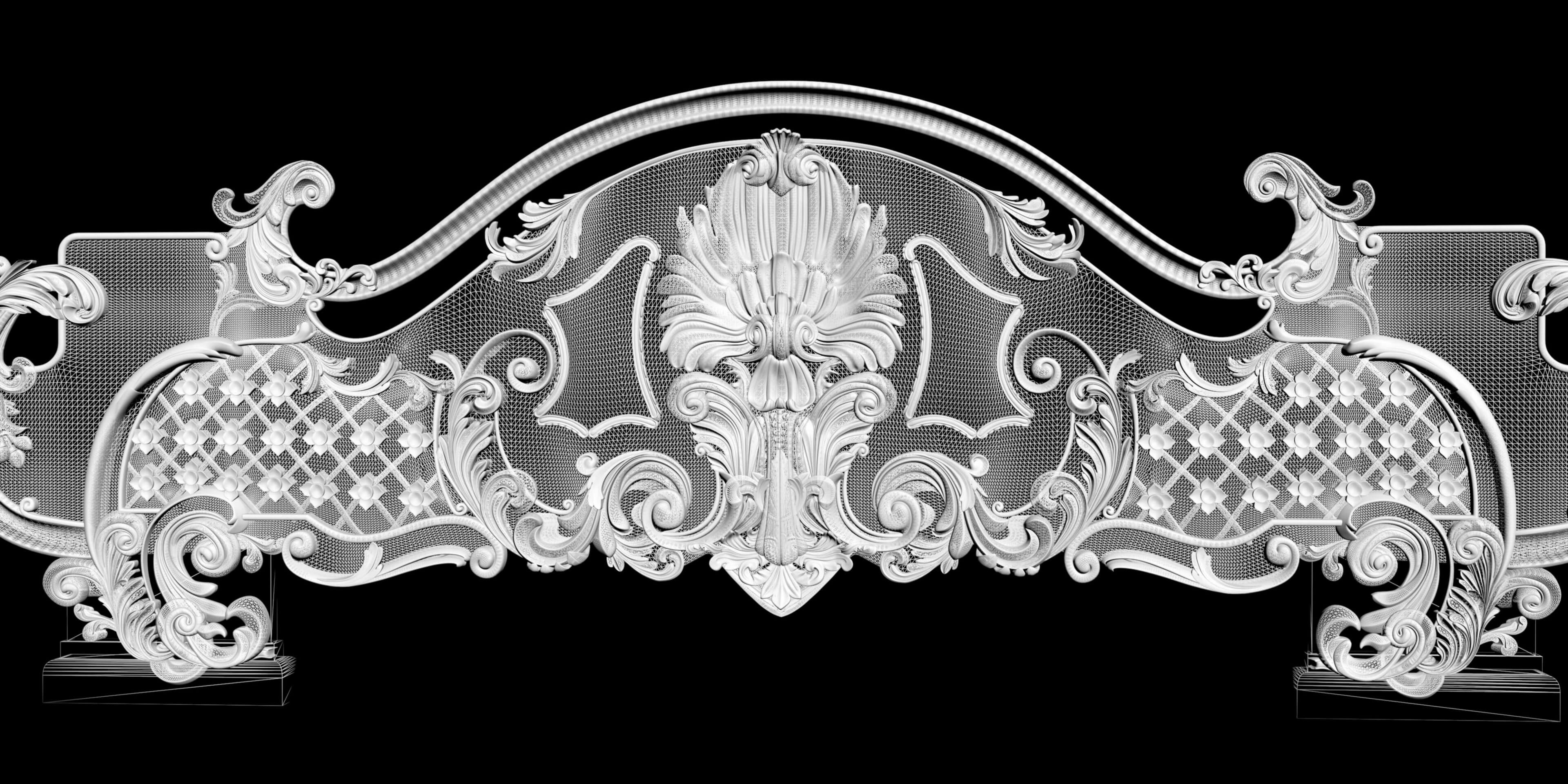 Baroque Headboard for Engraving on a CNC Machine - 3D Model by GoodWood