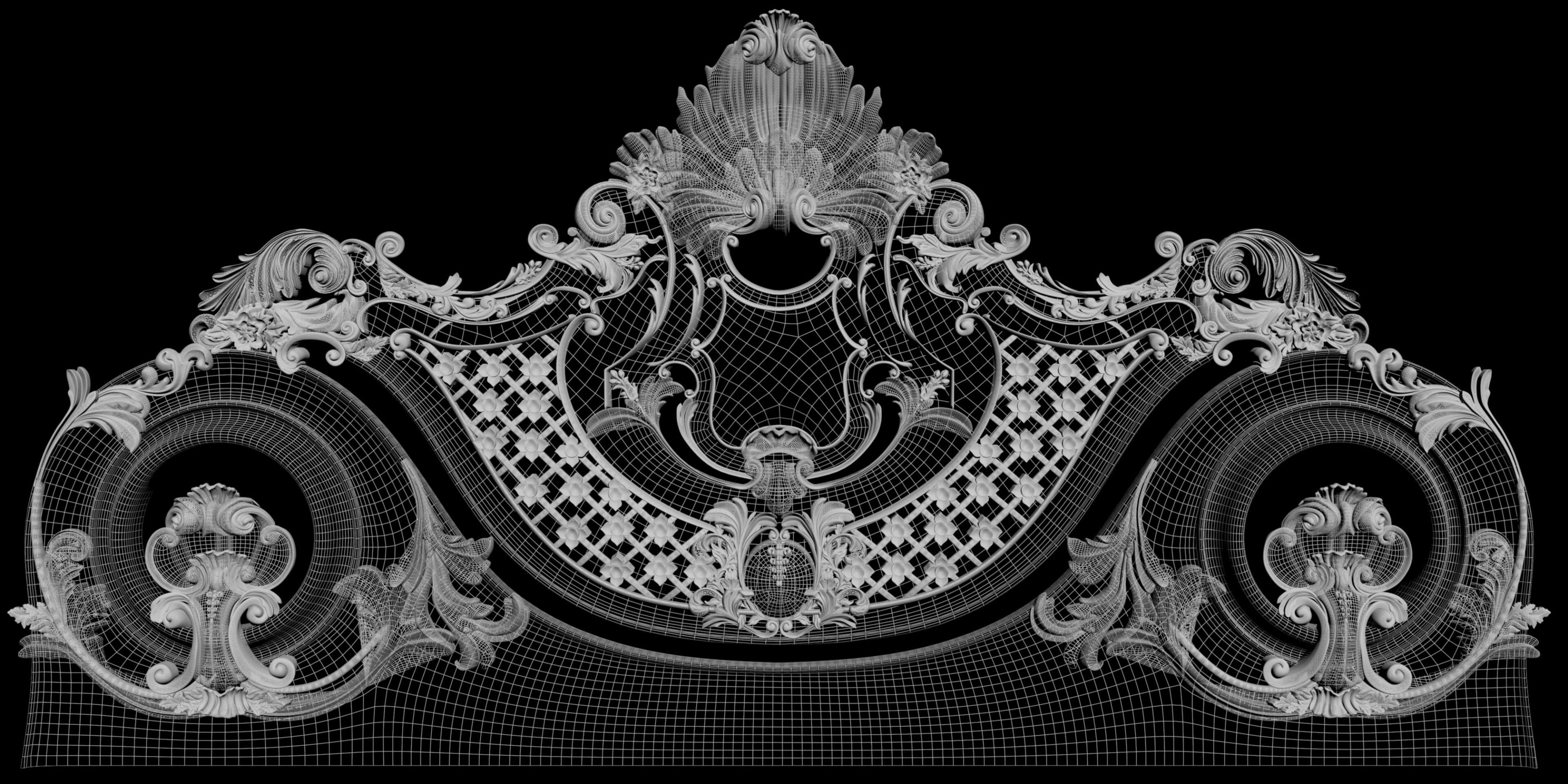 Baroque Headboard for Engraving on a CNC Machine - 3D Model by GoodWood