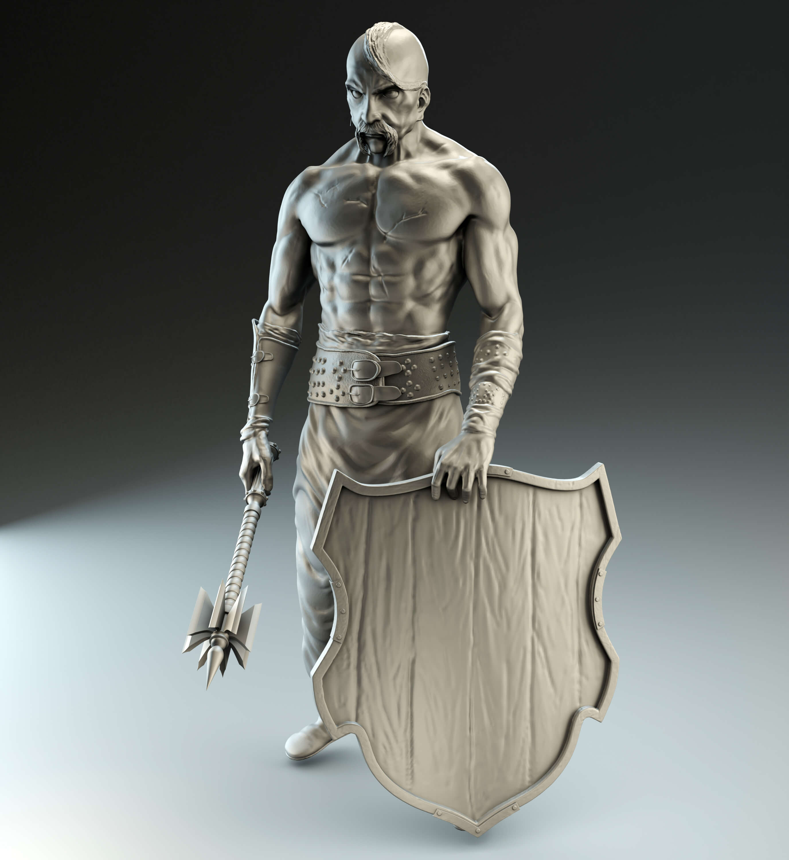 Cossack Warrior With Mace and Shield for CNC - 3D Model by GoodWood