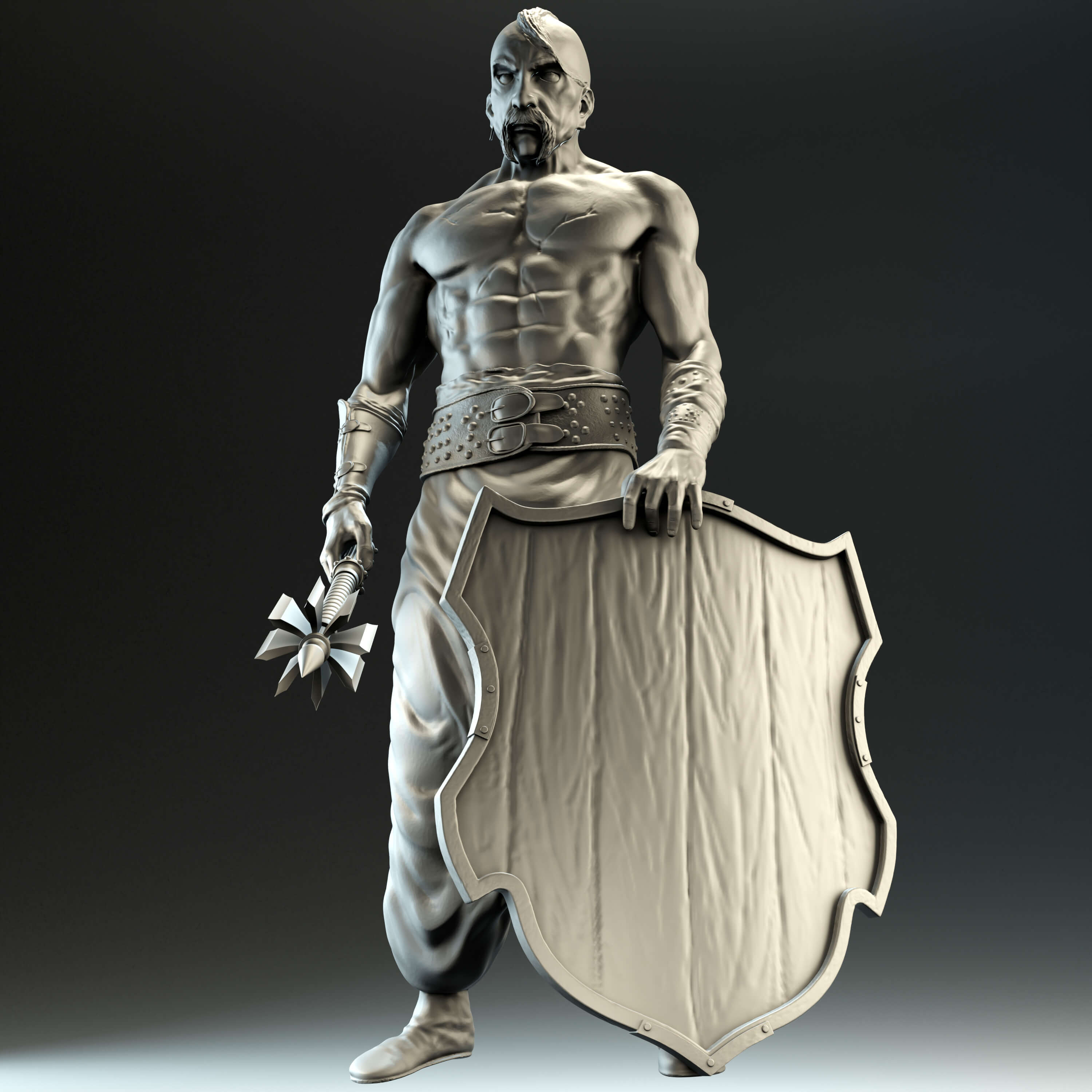Cossack Warrior With Mace and Shield for CNC - 3D Model by GoodWood