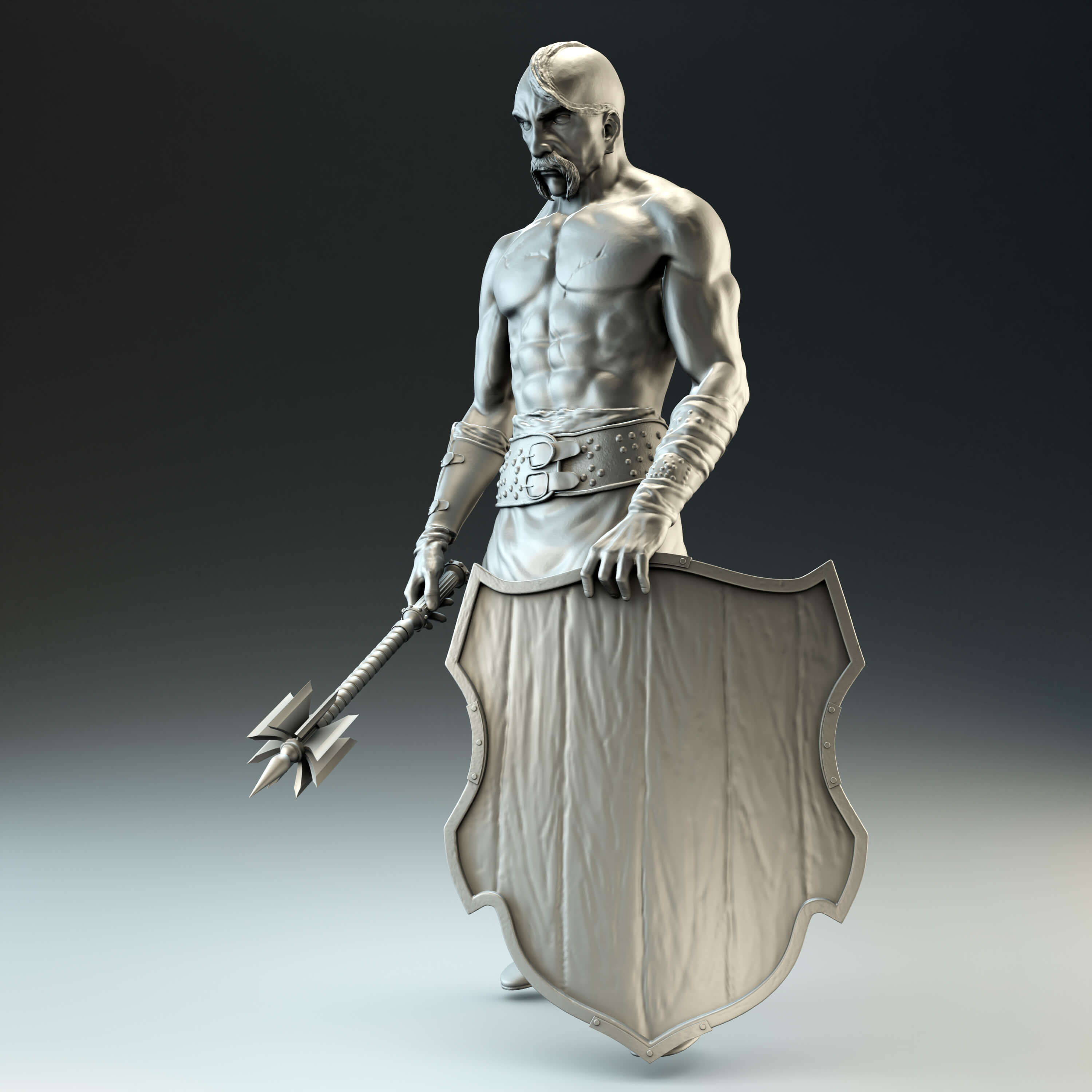 Cossack Warrior With Mace and Shield for CNC - 3D Model by GoodWood