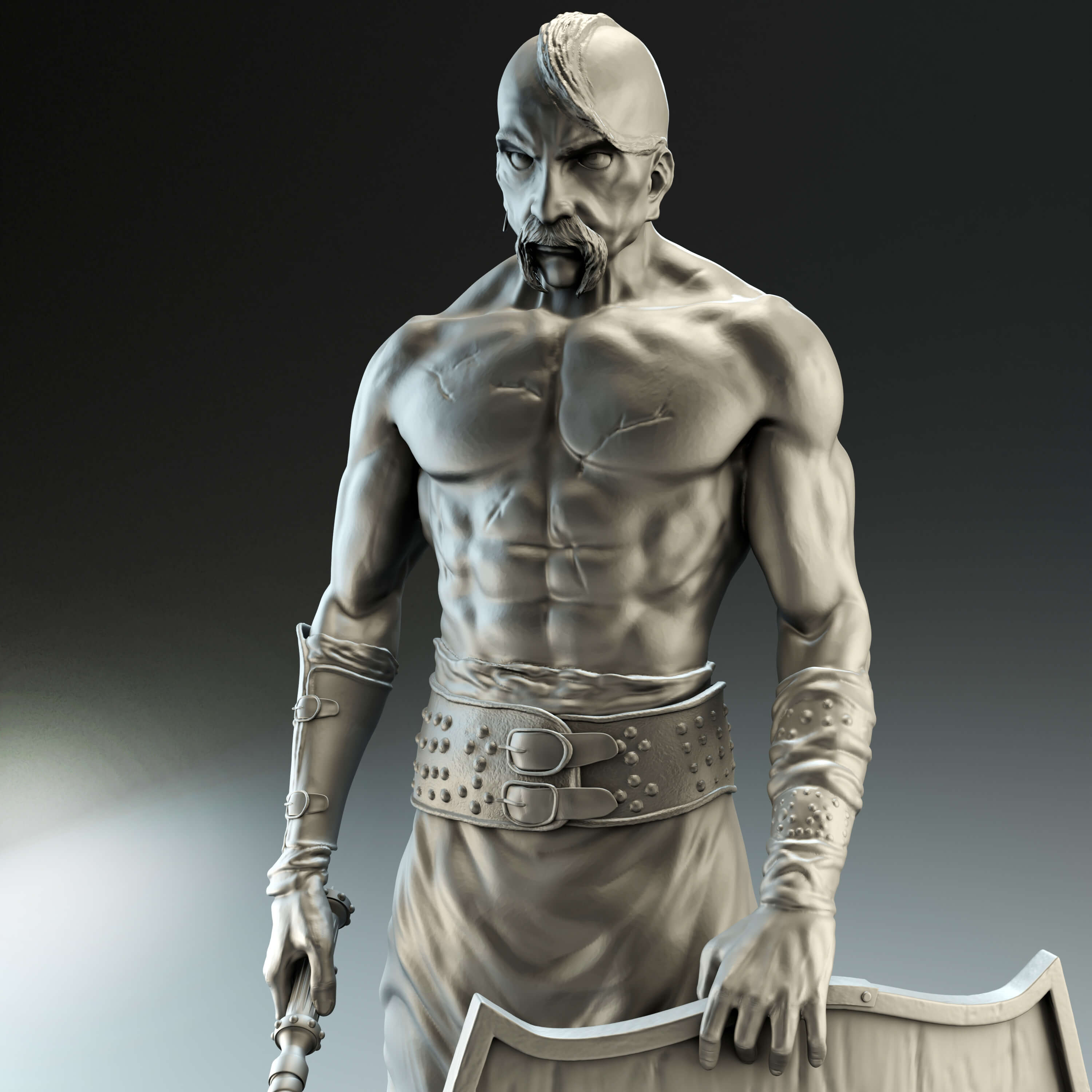 Cossack Warrior With Mace and Shield for CNC - 3D Model by GoodWood