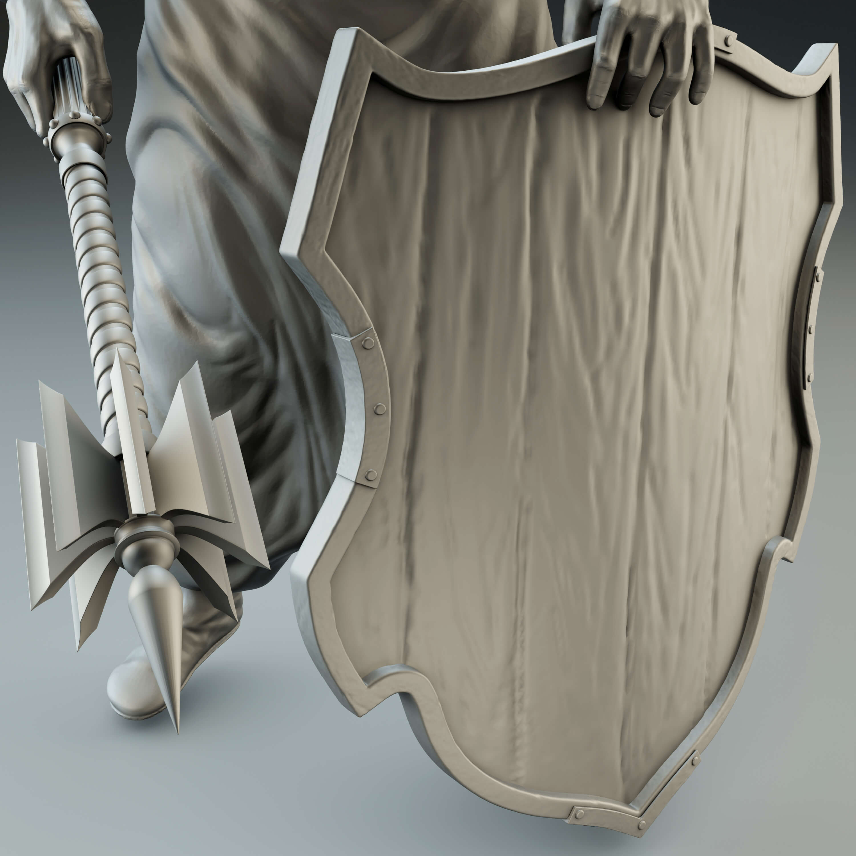 Cossack Warrior With Mace and Shield for CNC - 3D Model by GoodWood