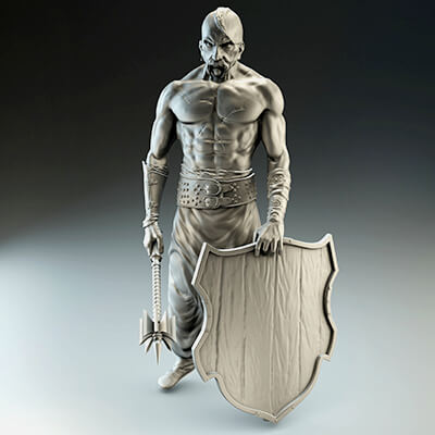 Cossack Warrior With Mace and Shield for CNC - 3D Model by GoodWood