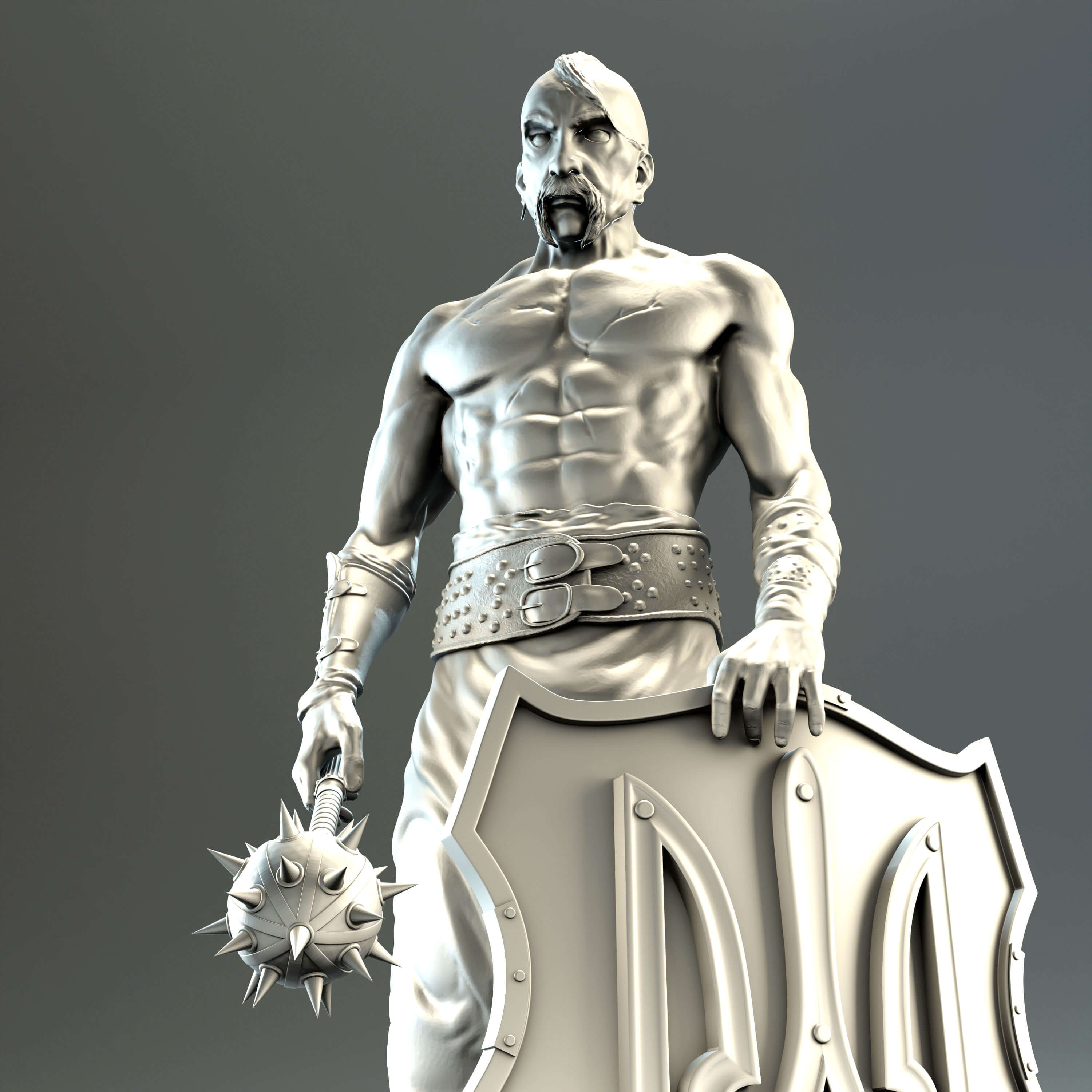 Cossack Warrior With Mace and Shield With Trident for CNC - 3D Model by ...