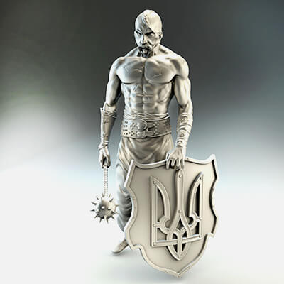 Cossack Warrior With Mace and Shield With Trident for CNC - 3D Model by ...