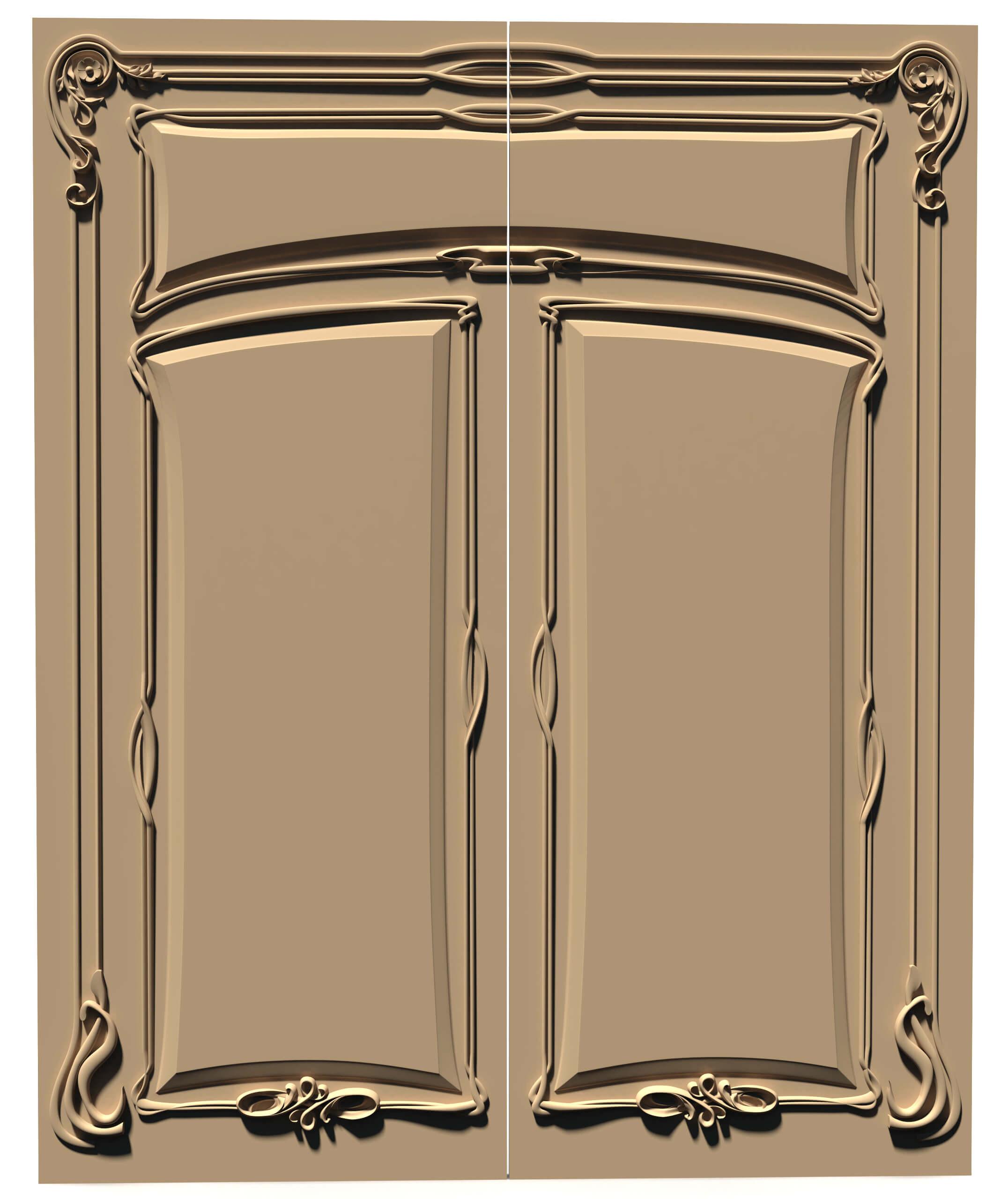 Doors With Curls, Flowers and Leaves for CNC Machine - 3D Model by GoodWood