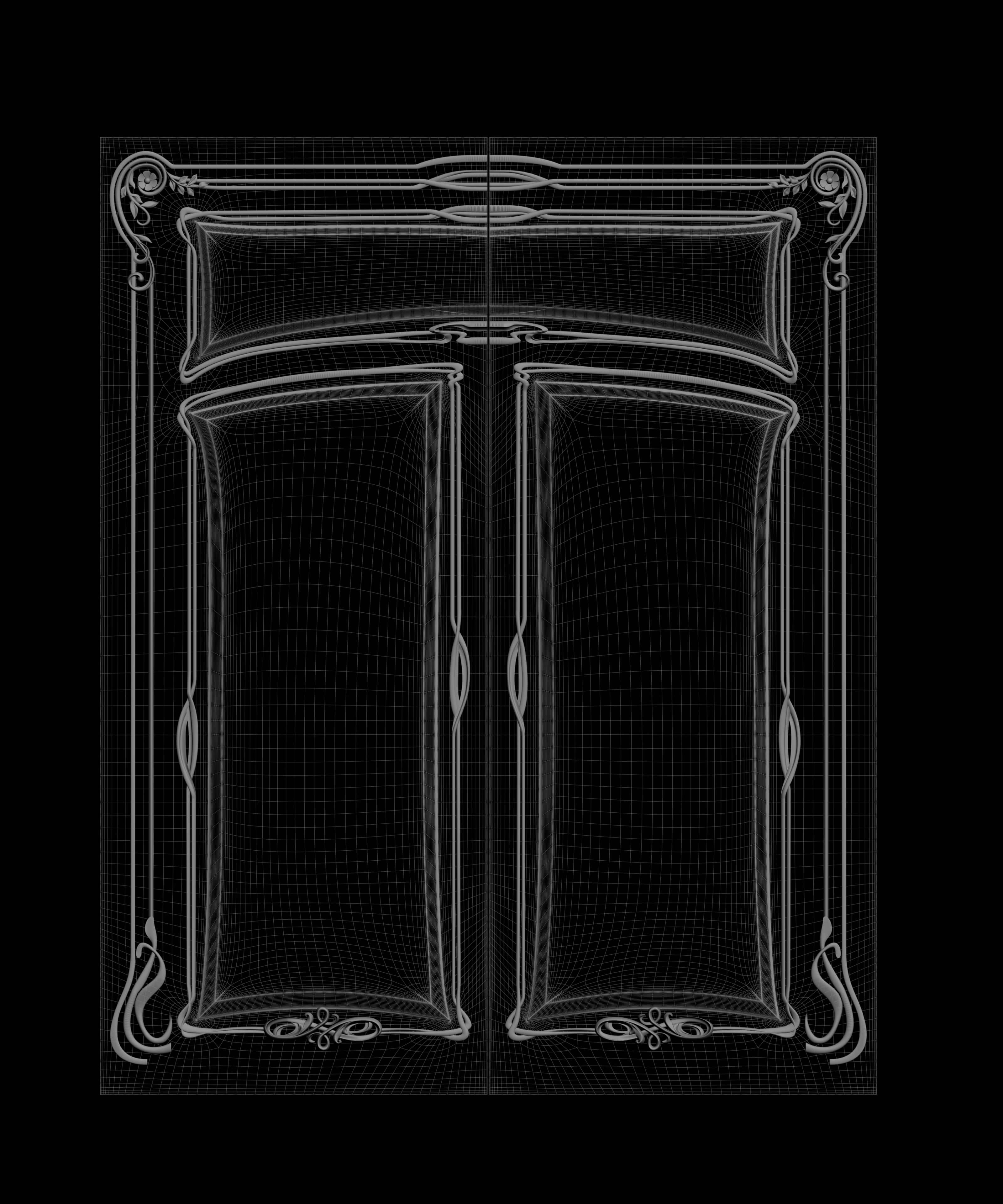 Doors With Curls, Flowers and Leaves for CNC Machine - 3D Model by GoodWood