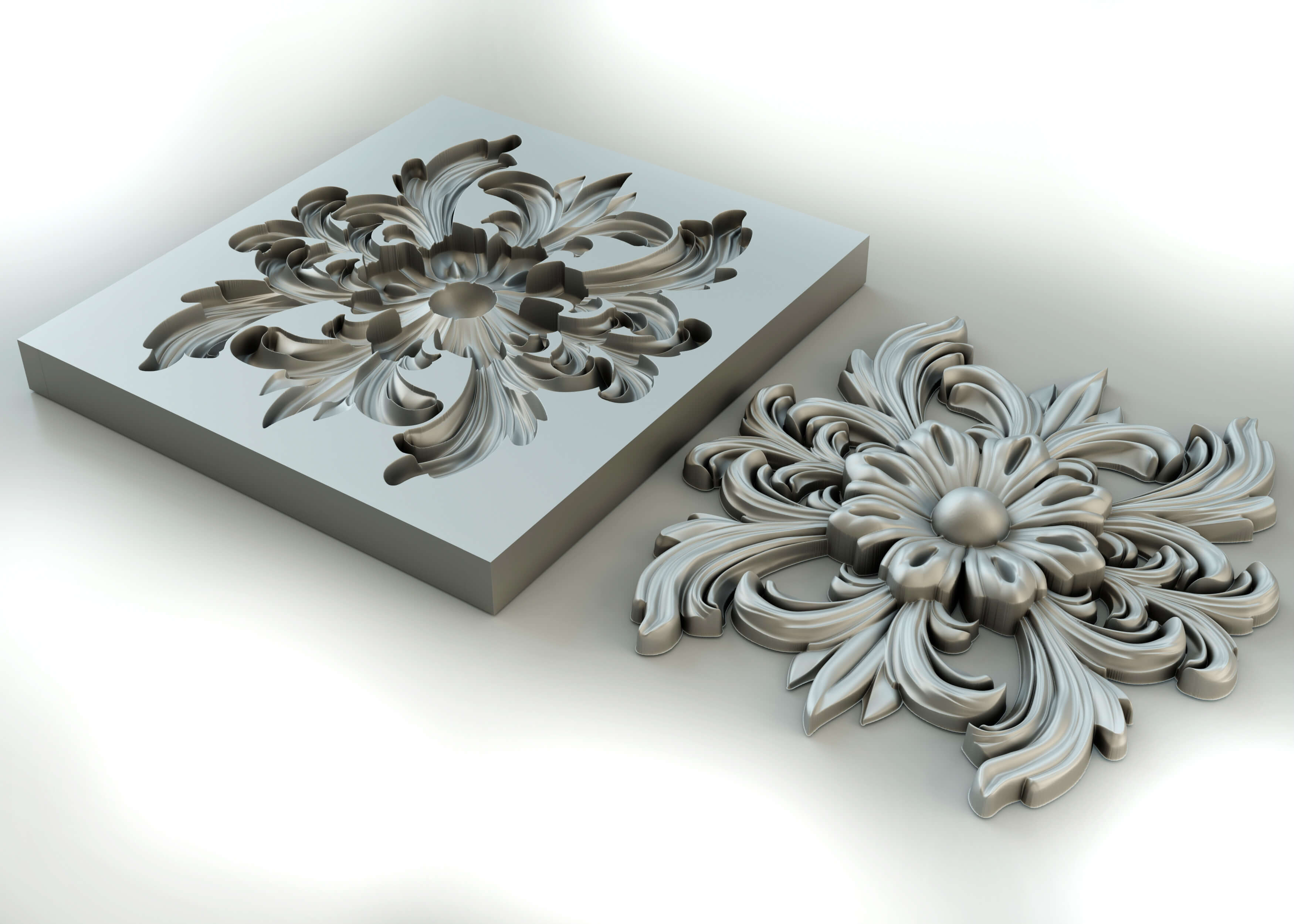 Flower With Leaves - Silicone or Plaster Mold for 3D Printer by GoodWood